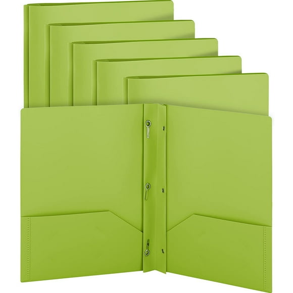 green two pocket folders