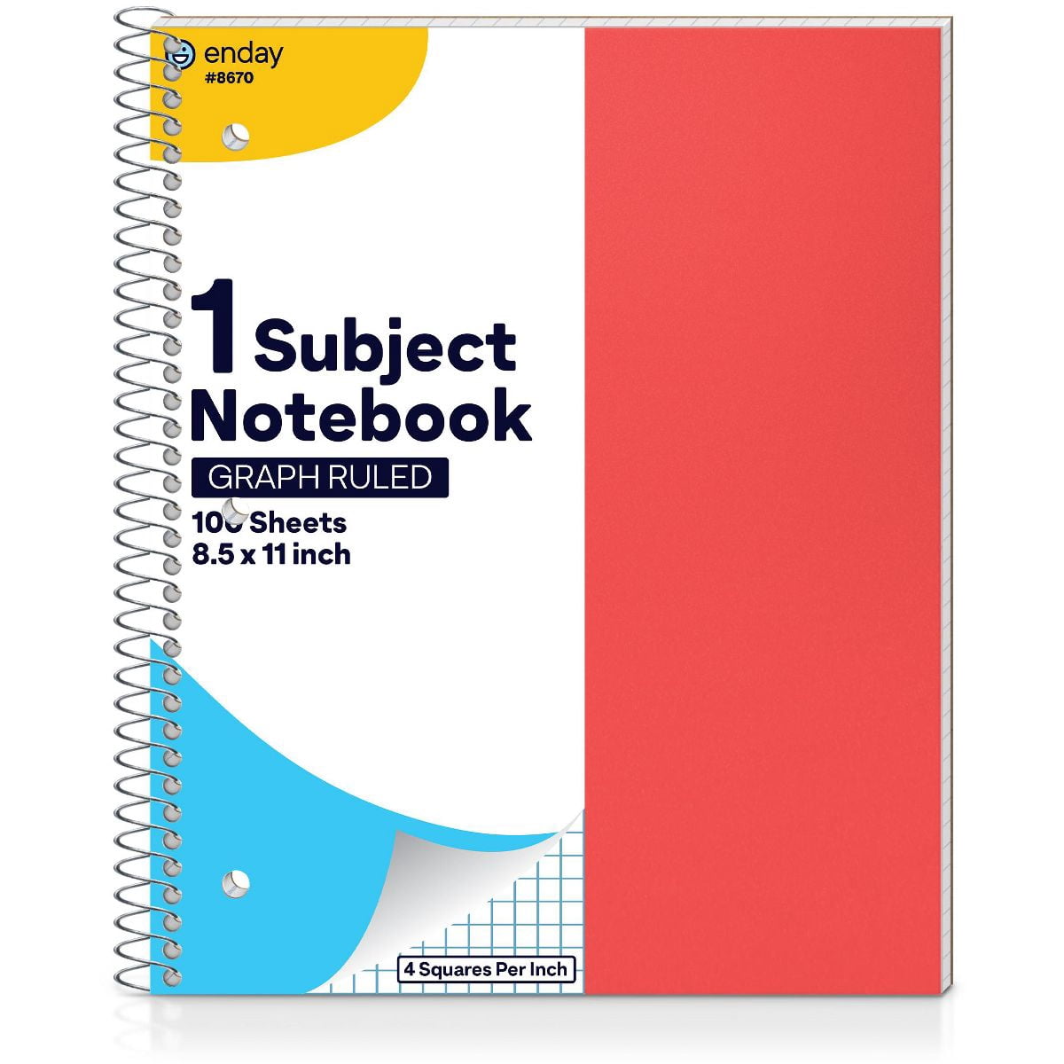 Enday Graph Paper Notebook 8.5 x 11 with Plastic Cover, 1 Grid Notebook ...