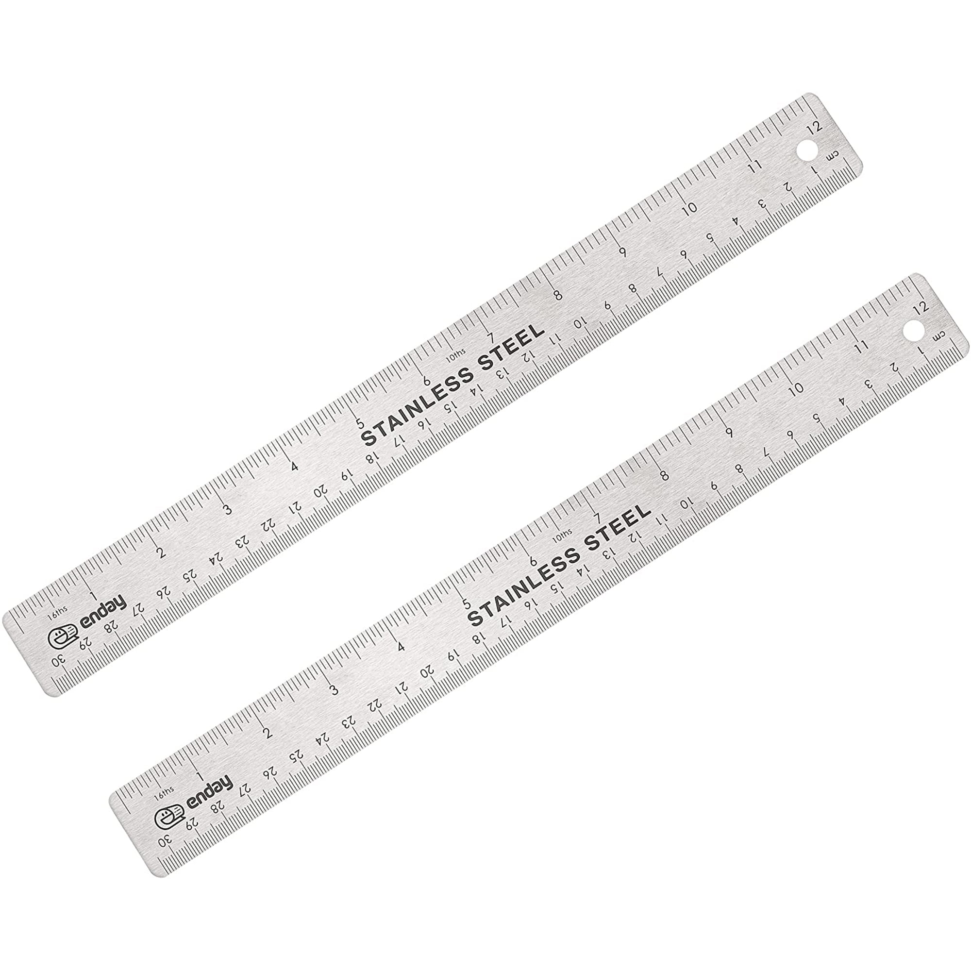 Enday Metal Ruler 12 Inch Stainless Steel Straight Edge Ruler, Pack of ...