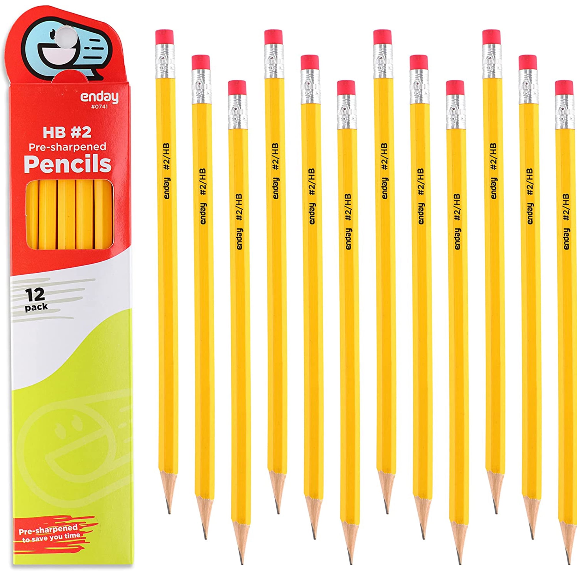 Enday #2 Sharpened Pencils for Kids, Writing & Drawing, Pack of 12 with ...