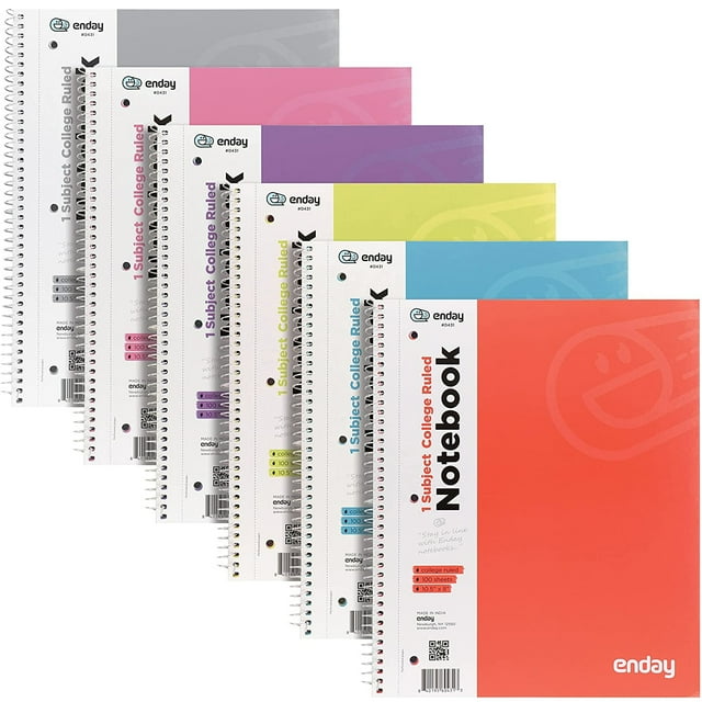 Enday College Ruled Spiral Notebook, Hardcover, 70 Sheets, Multicolor ...