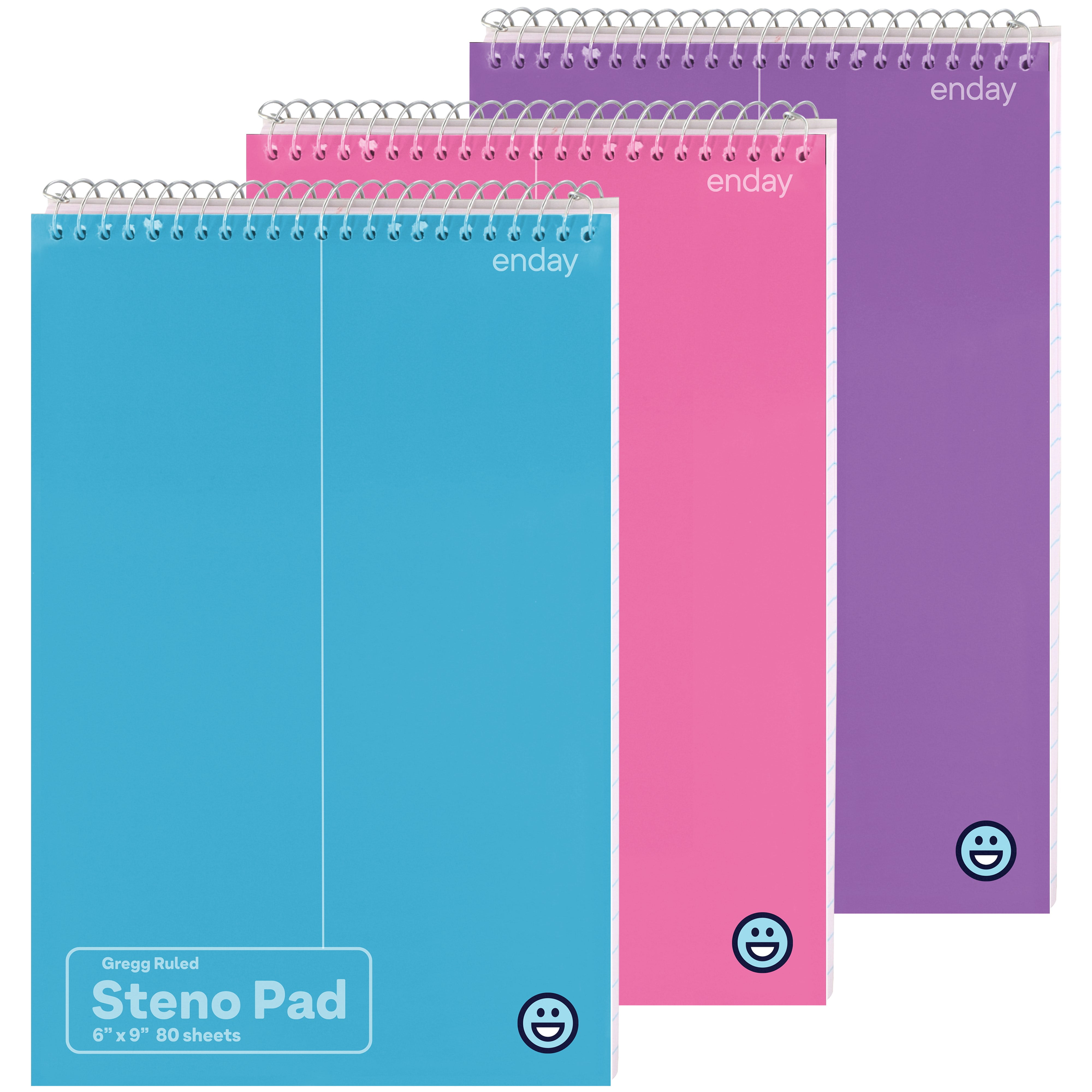 Enday Steno Pads Spiral 6 x 9 inches, Gregg Rule White Paper, 80 Sheets ...