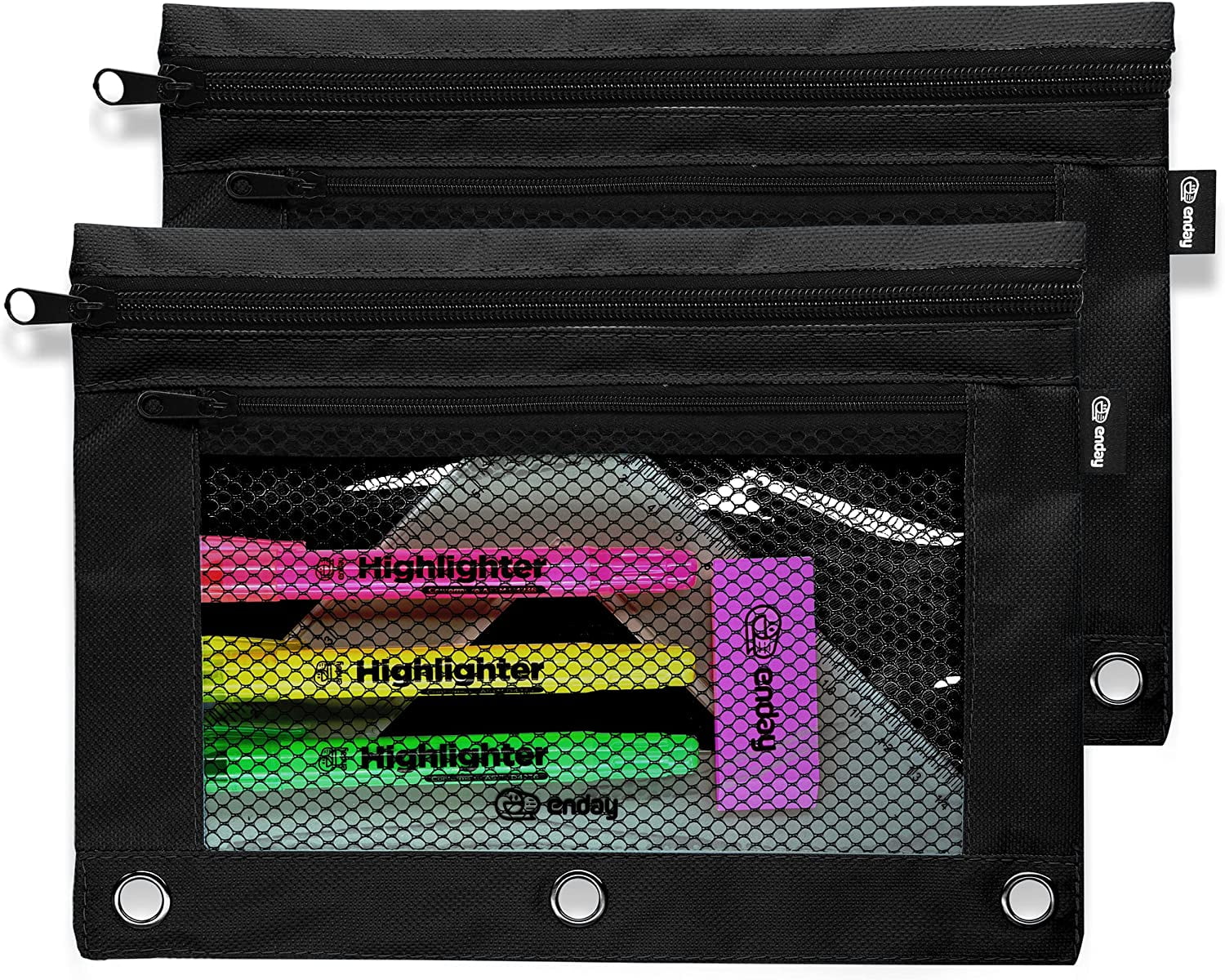 Enday Zippered Binder Pencil Pouches, Pencil Pouch for 3 Ring Binder, 3 ...