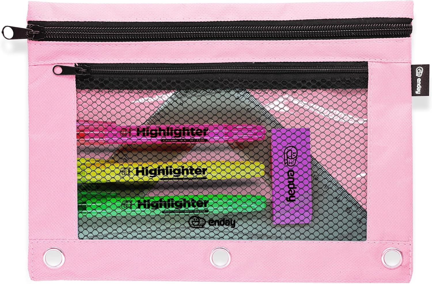 Enday Zippered Binder Pencil Pouches, Pencil Pouch for 3 Ring Binder, 3 ...