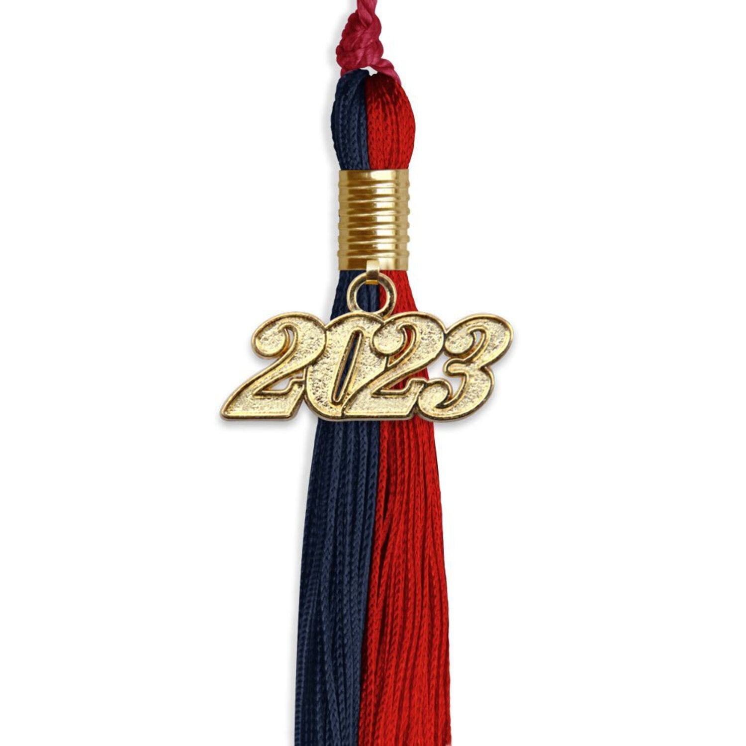 Dark Navy Blue/Red Graduation Tassel with Gold Date Drop - Walmart.com