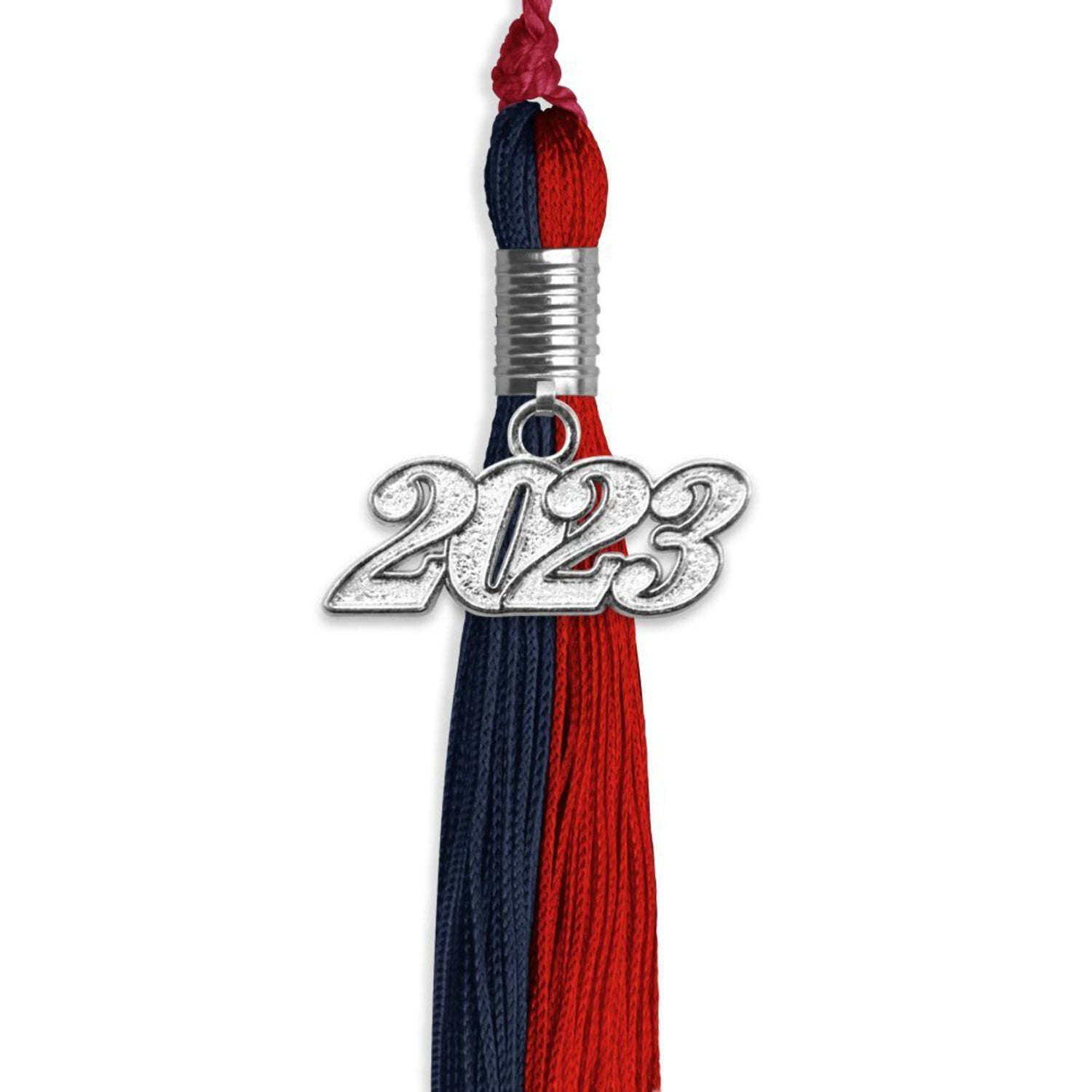 Dark Navy Blue/Red Graduation Tassel with Silver Date Drop - Walmart.com