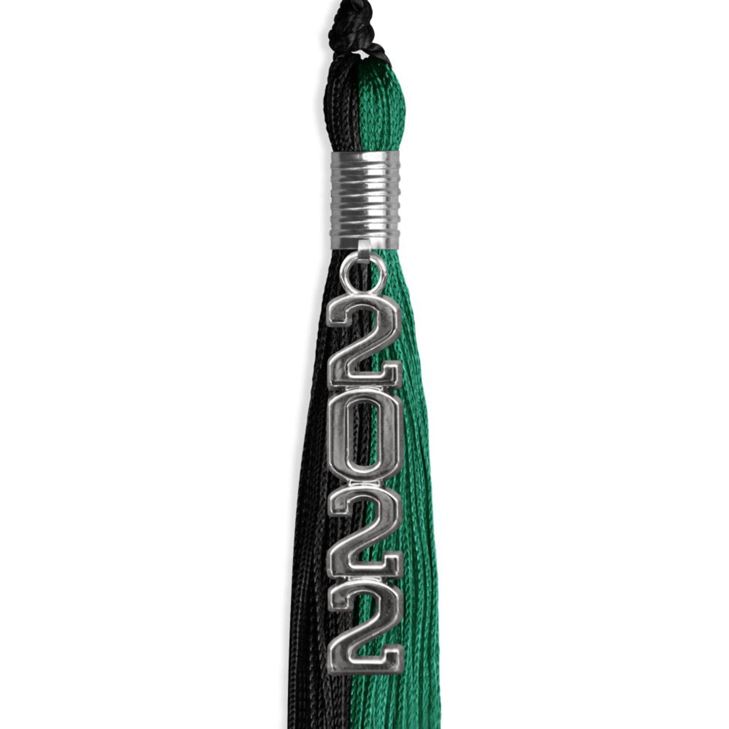 Emerald Green/Black Graduation Tassel with Silver Stacked Date Drop ...