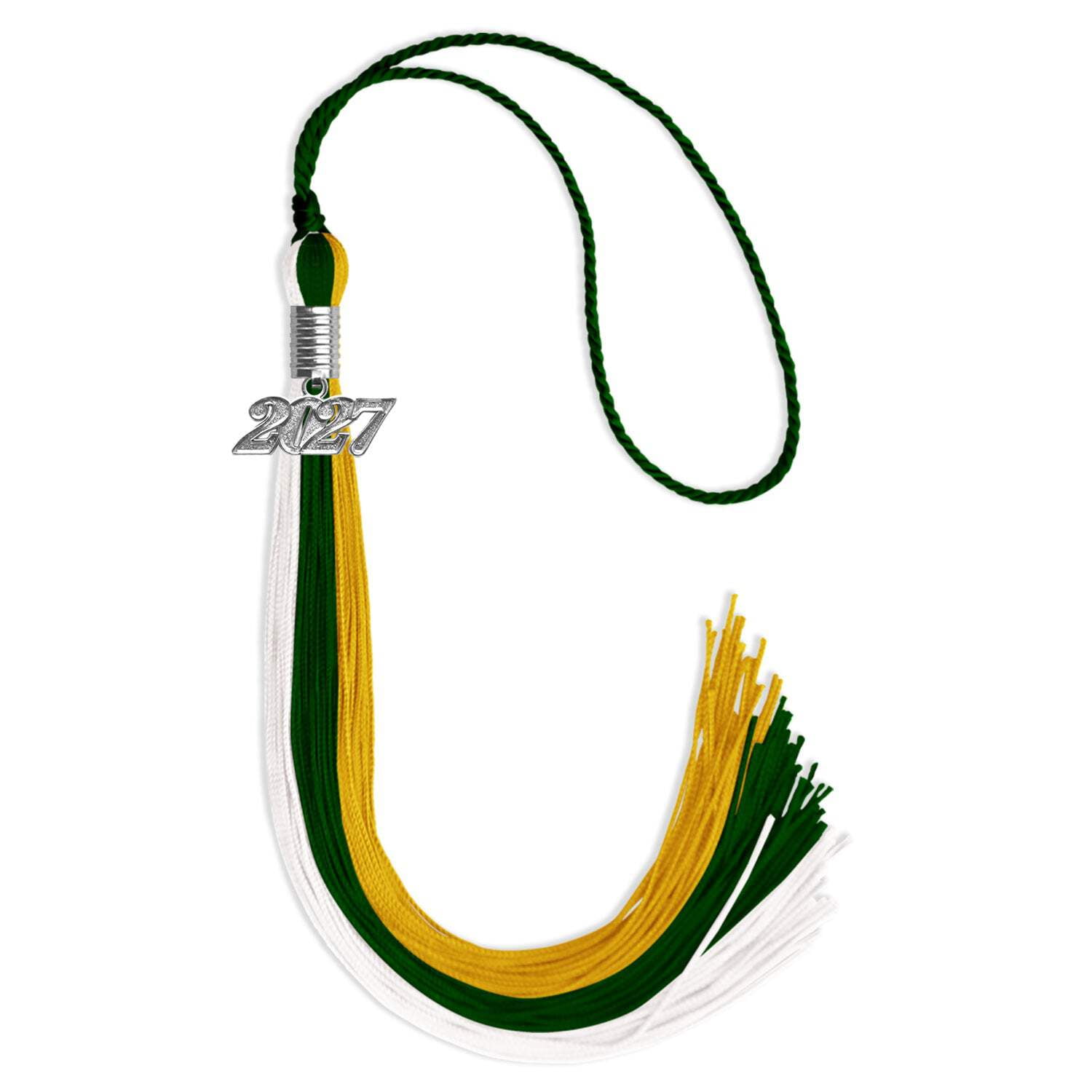 Endea Graduation Hunter Green/Gold/White Graduation Tassel with Silver ...