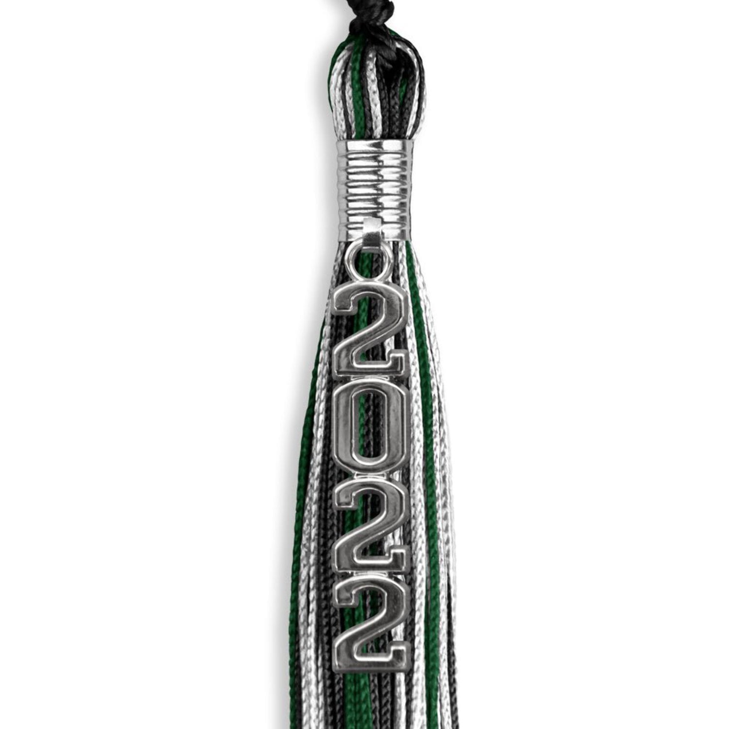 Black/Hunter Green/White Mixed Color Graduation Tassel with Silver ...