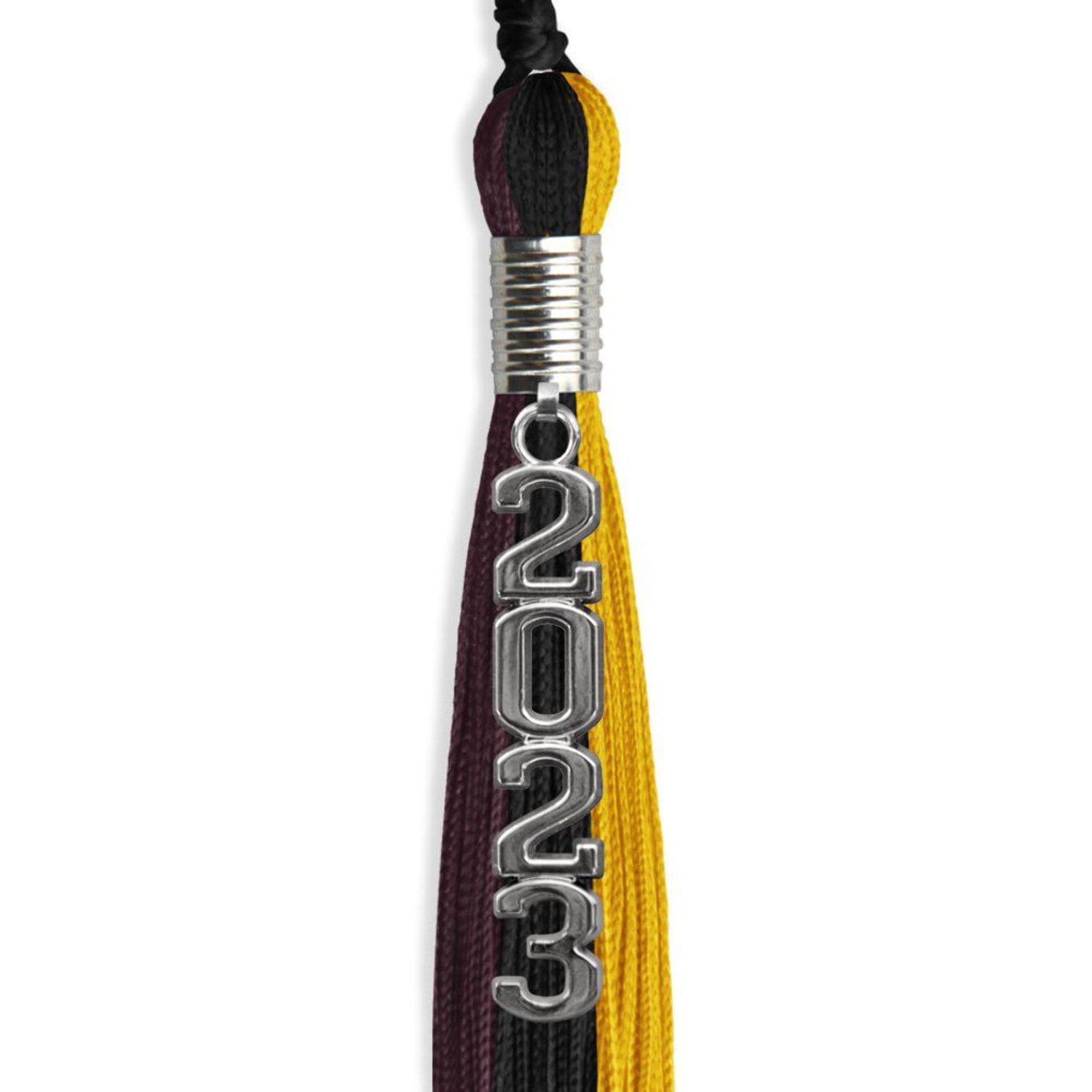 Black/Gold/Maroon Graduation Tassel with Silver Stacked Date Drop ...
