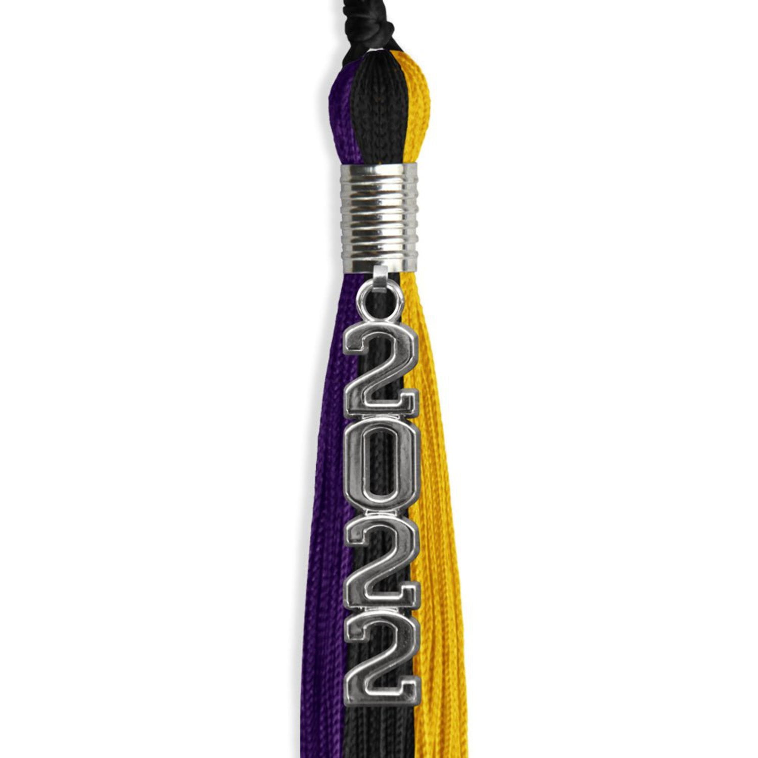 Black/Purple/Gold Graduation Tassel with Silver Stacked Date Drop ...