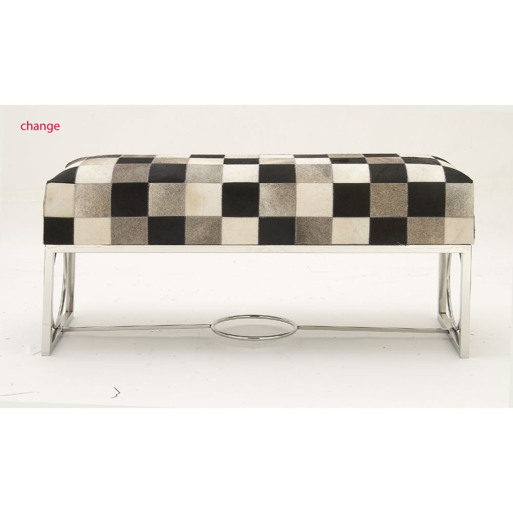 Endearing Steel Leather Hide Bench - Walmart.com