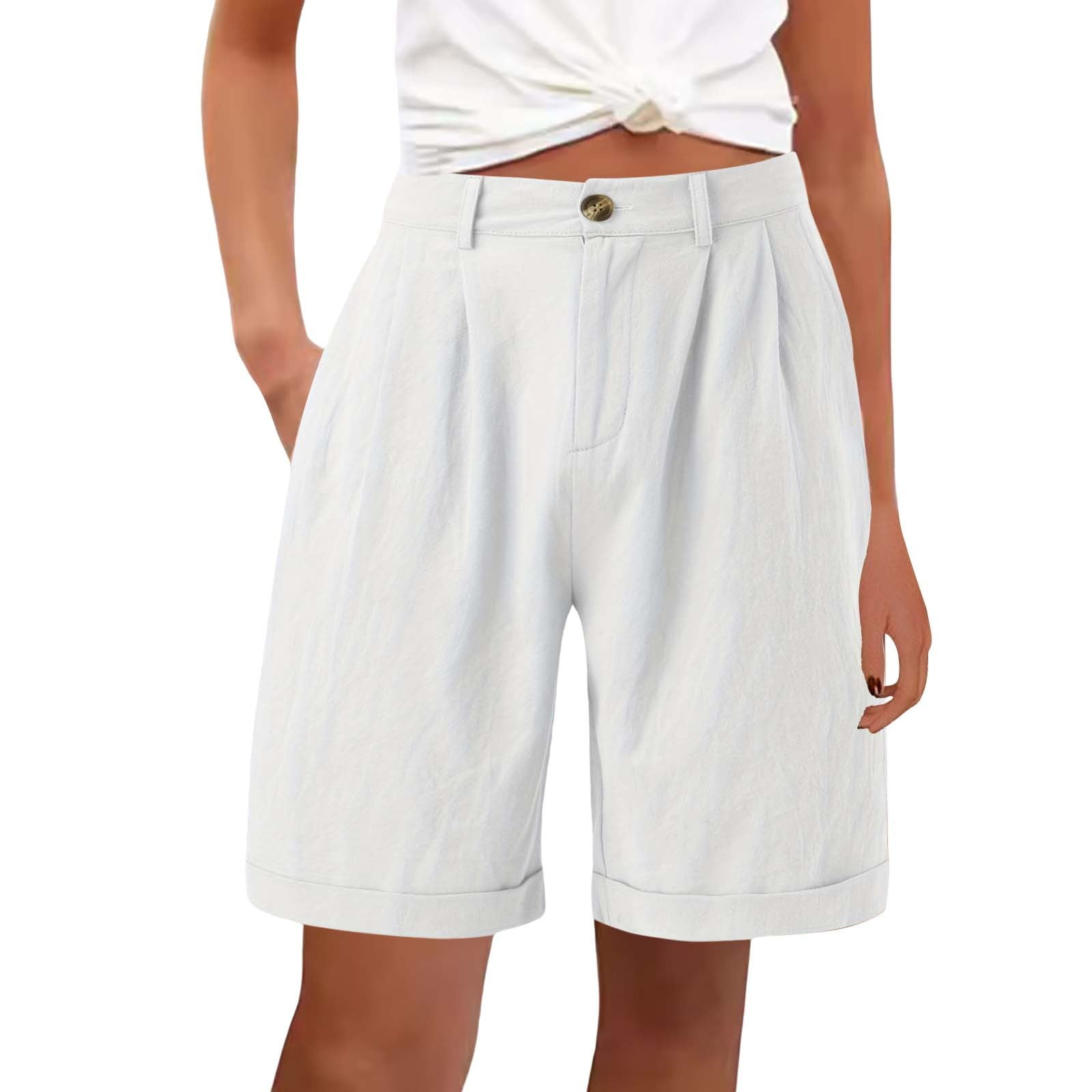 Endives Linen Shorts For Women Summer High Waisted Button Fly Shorts ...