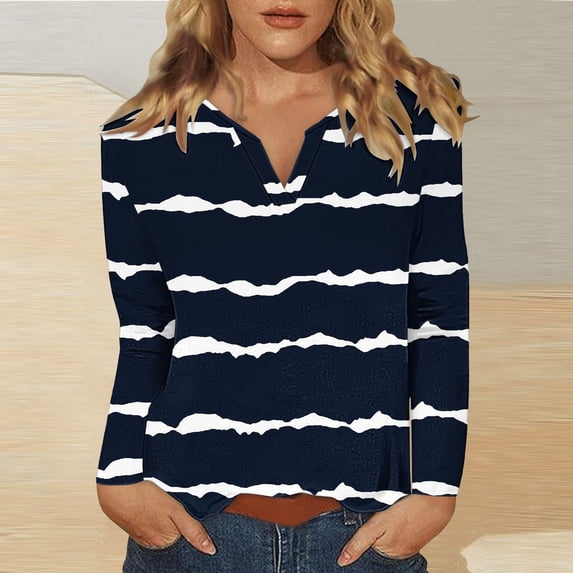 Endives Long Sleeve Shirts For Women V Neck Spring Tops Basic Tee Loose ...