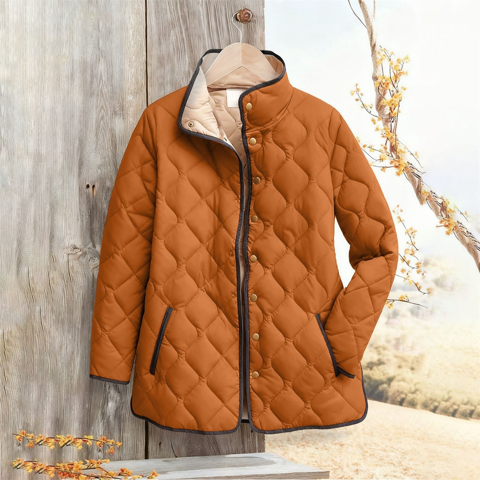 Endives Plus Size Women's Winter Quilted Jackets Long Sleeve Button Down Puffer Jacket ...