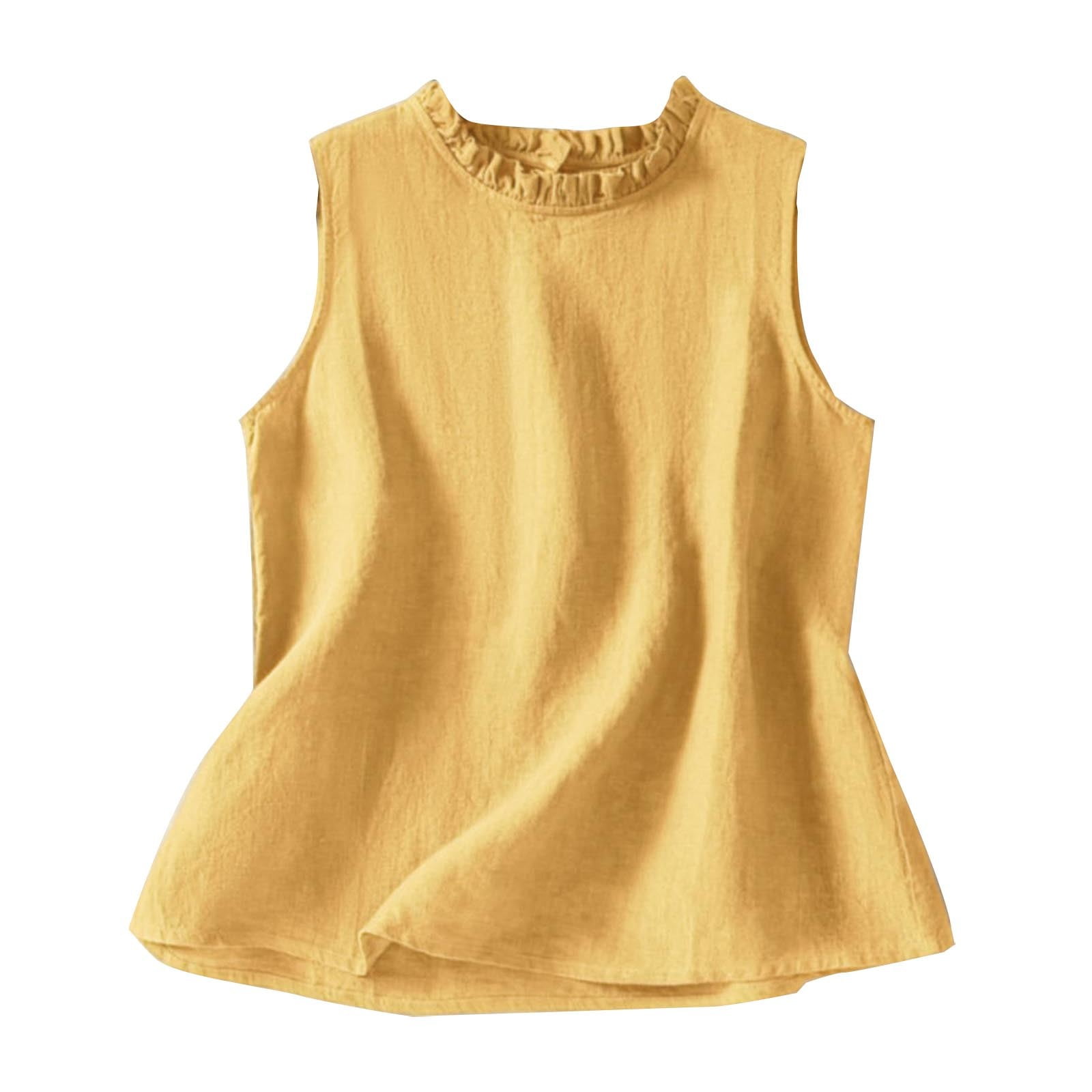 Endives Women's Cotton And Linen Vest Tops For Women's Sleeveless Inner ...