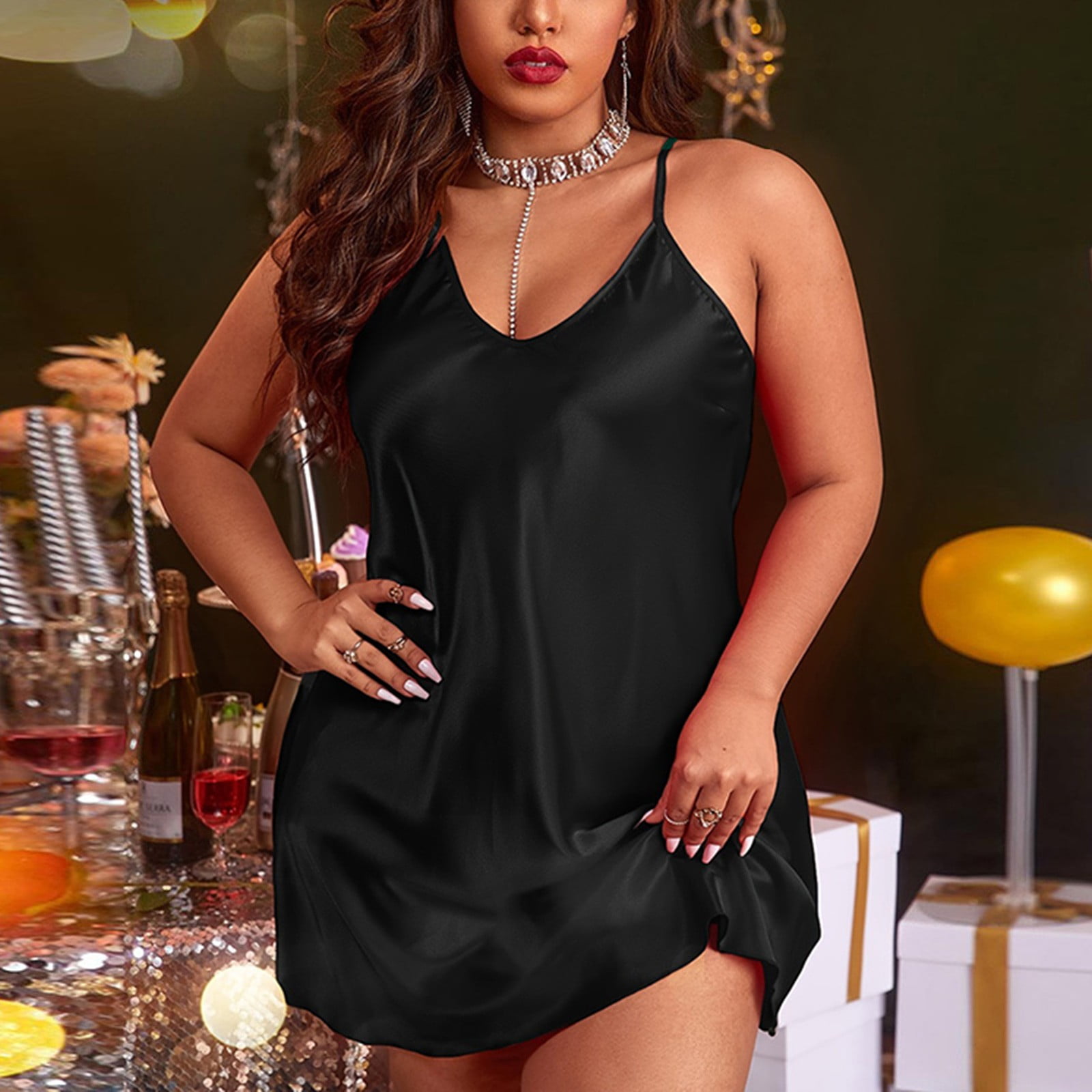 Endives Women's Lace Nightgown Sets Satin Nightie Slips Sleep Nightgown ...