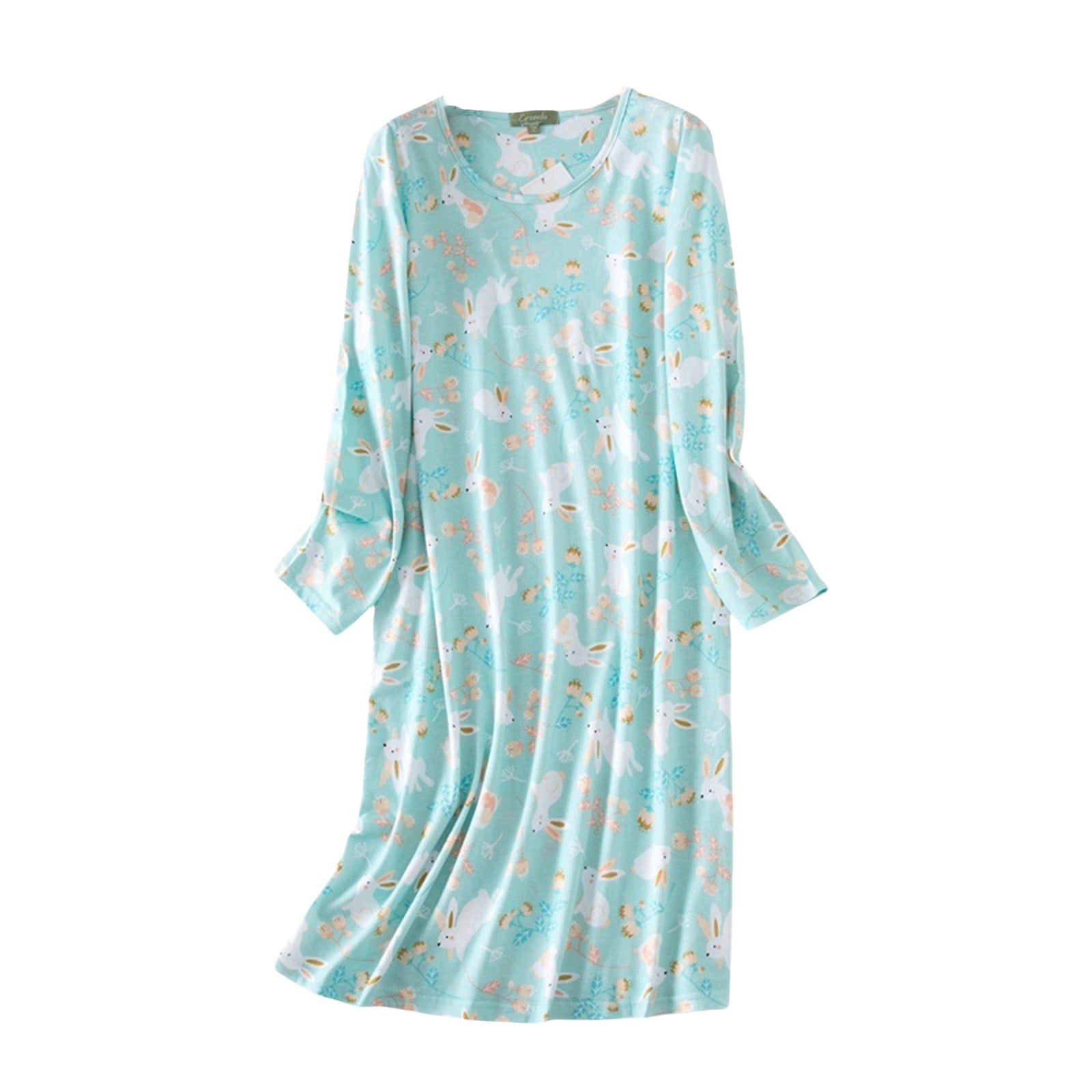 Endives Women's Long Sleeve Nightgowns Sleep Shirts Cute Pajama Dress ...