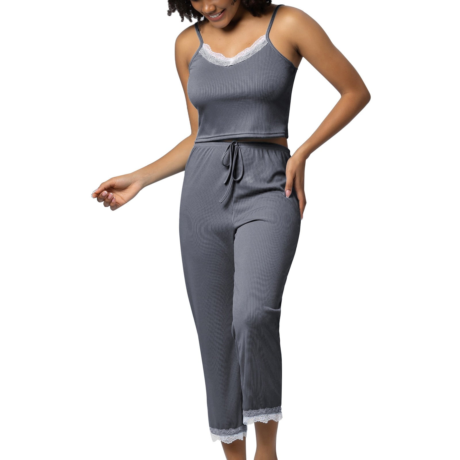 Endives Women's Pajama Sets Plus Size Pajama Drop Cool Lace Edge ...