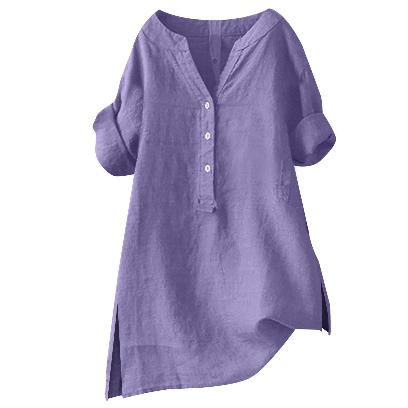 Endives Women's Pleated Shirts With Retro Soft Linen Shirts Easy ...