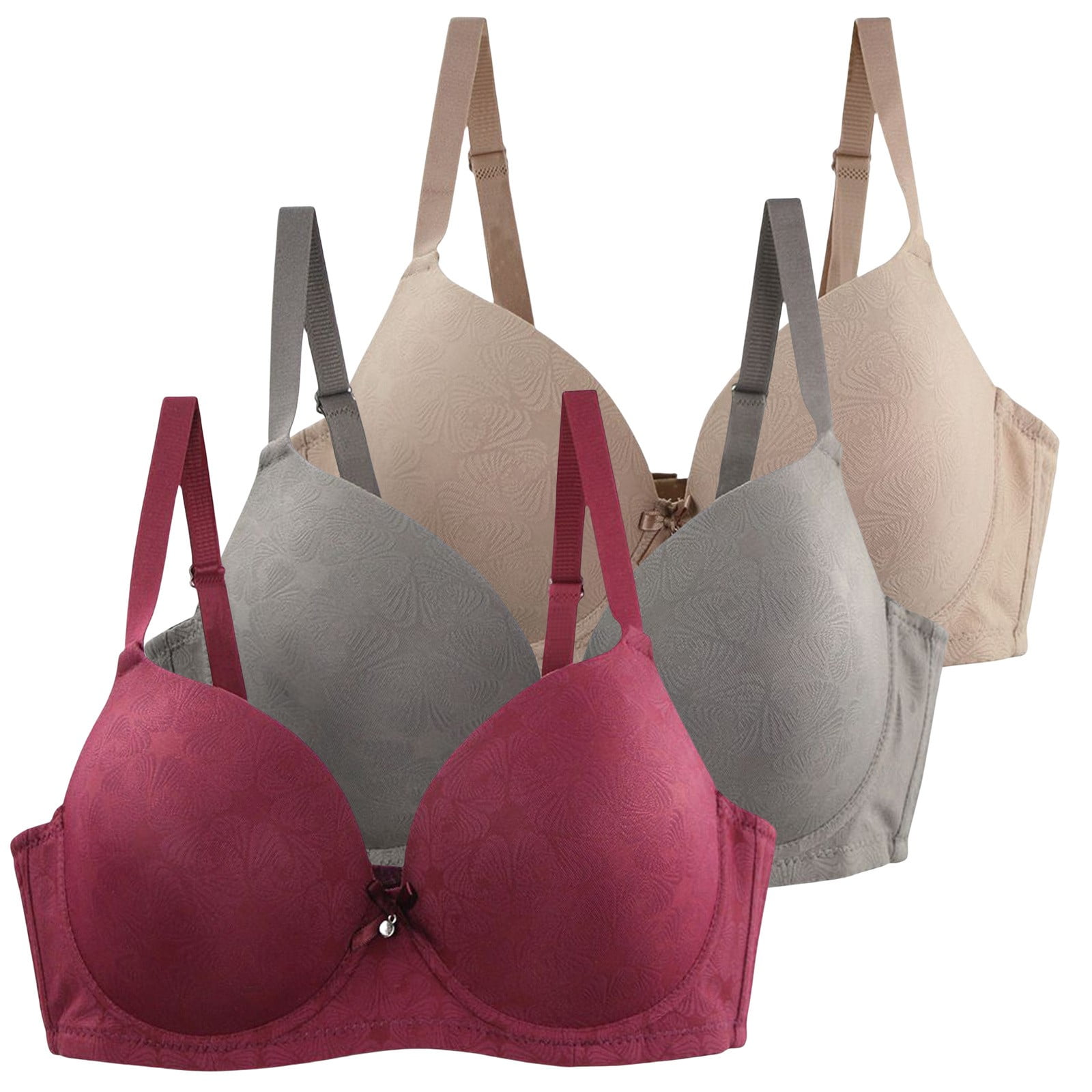 Endives Women's Plus Size Bras Soft Thin Underwire Support Sleep 3PC ...