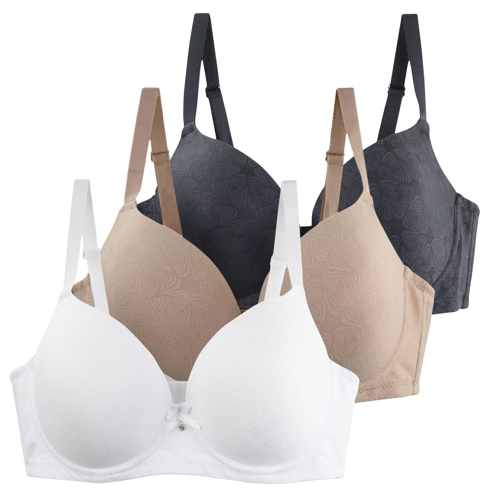 Endives Women's Plus Size Bras Soft Thin Underwire Support Sleep 3PC ...