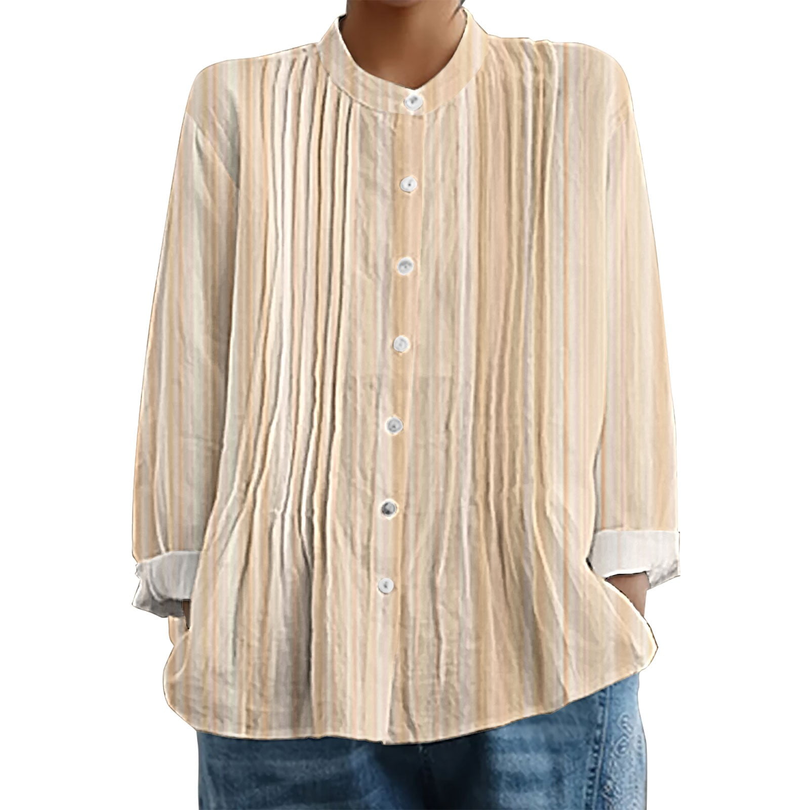 Endives Women's Shirts Pleated Shirts With Retro Front Pleats Soft ...