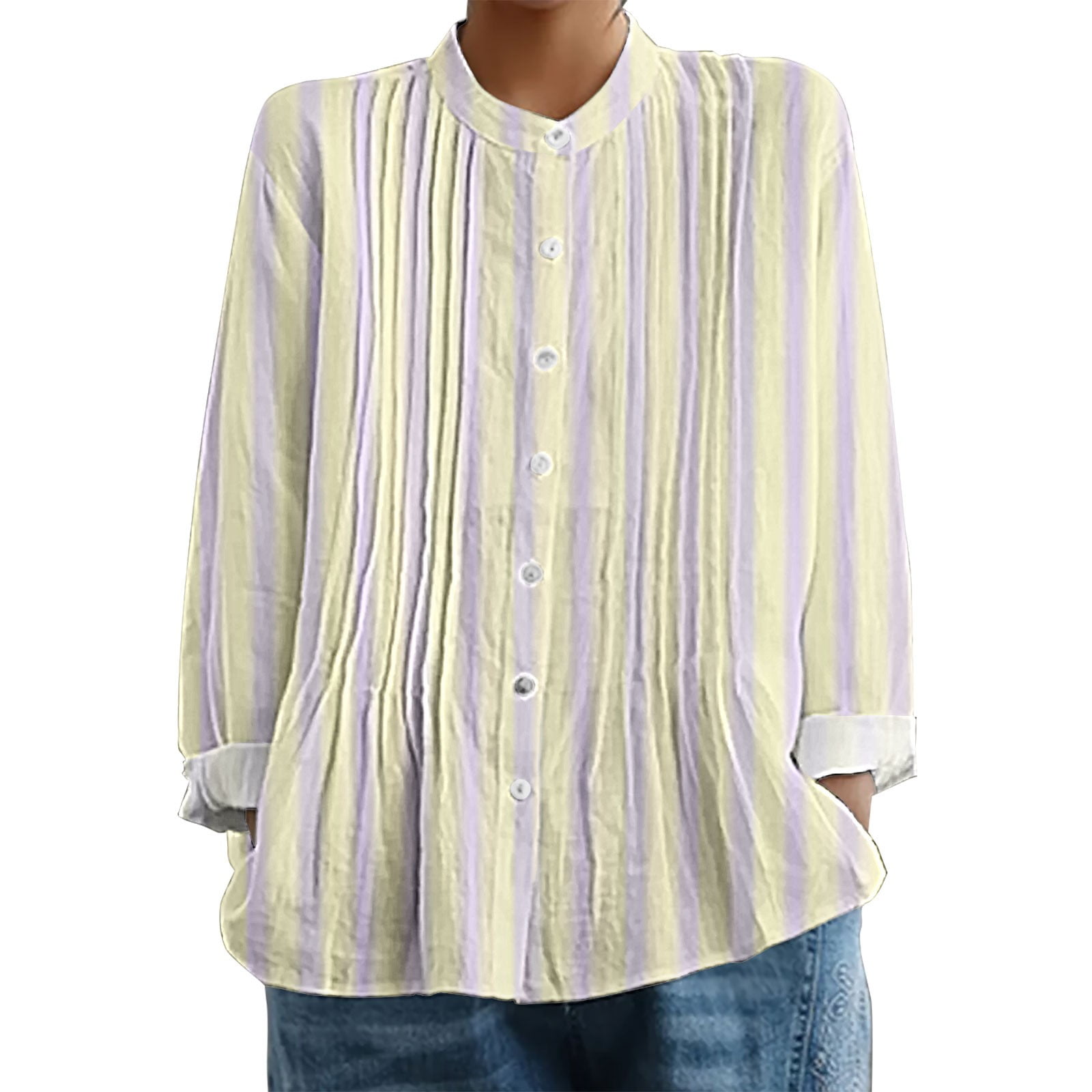 Endives Women's Shirts Pleated Shirts With Retro Front Pleats Soft ...