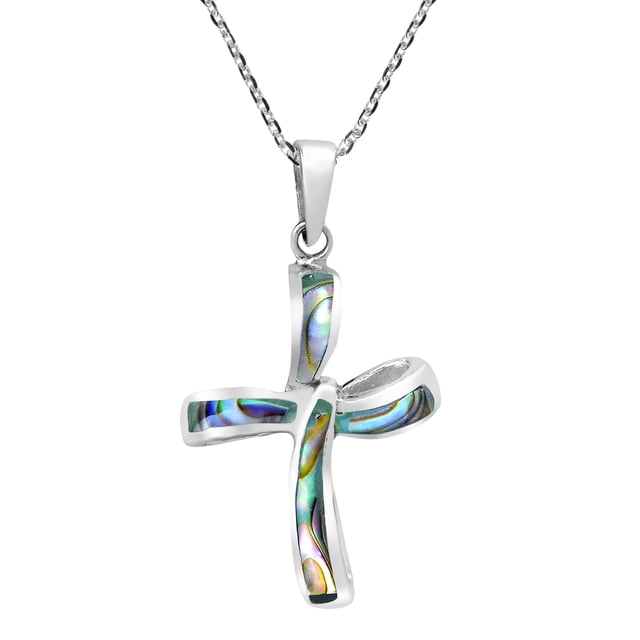 Endless Faith Infinity Cross with Abalone Shell Inlay Sterling Silver ...