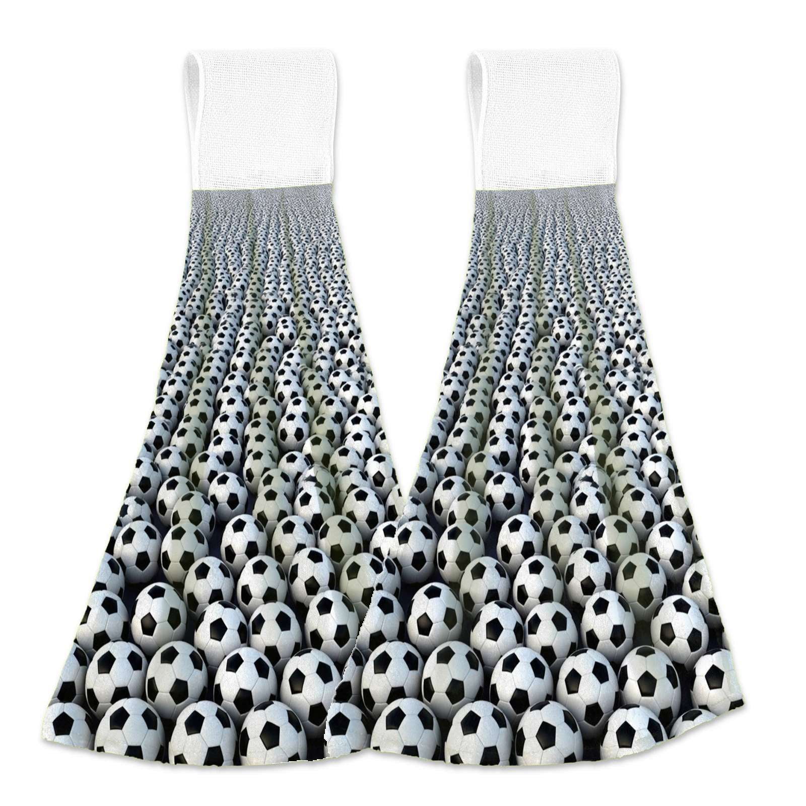 Endless Sea of Soccer Balls Hanging Kitchen Hand Towels Sets with Loop ...