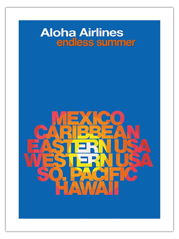 Endless Summer - Mexico Caribbean USA South Pacific Hawaii - Vintage Airline Travel Poster c ...
