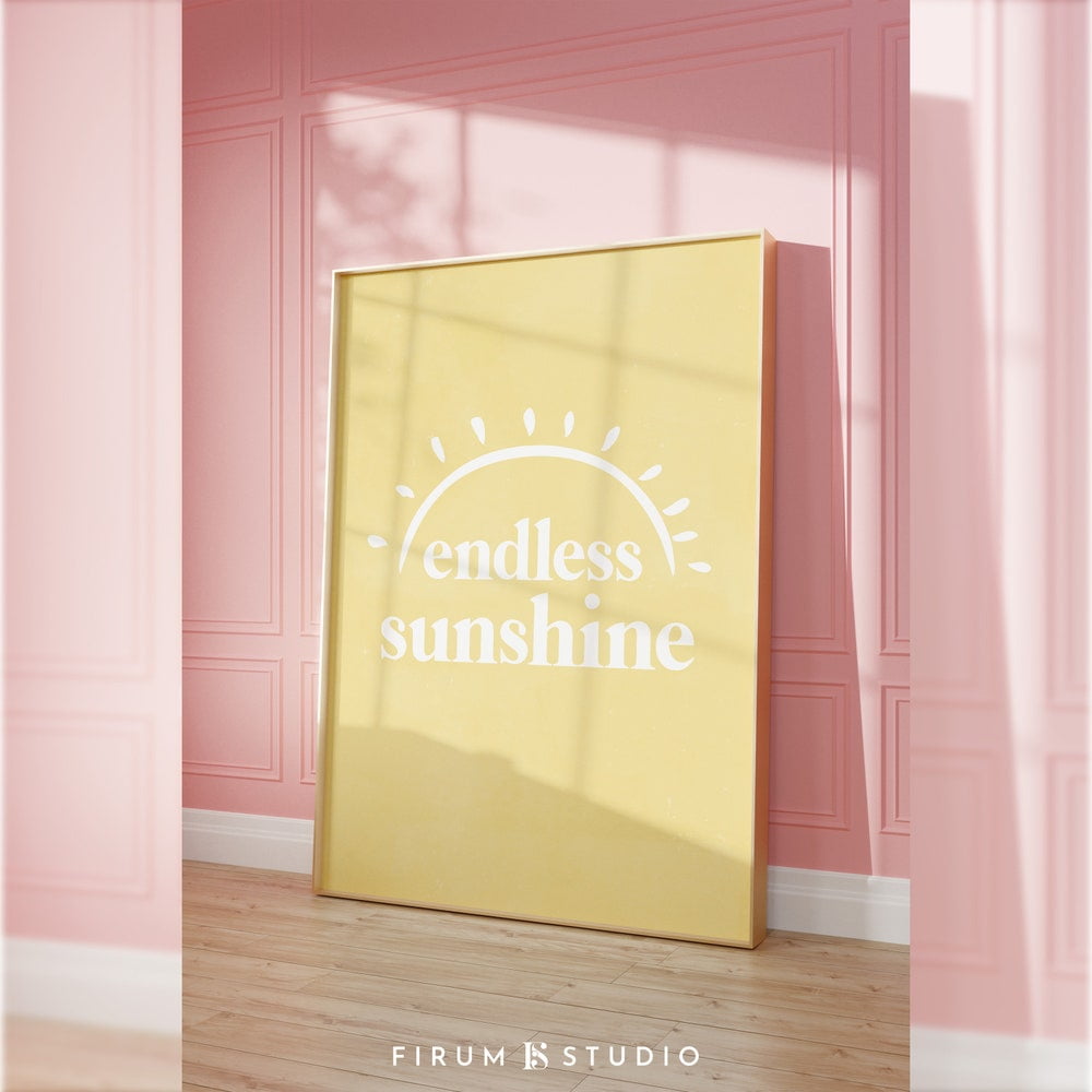 Endless Sunshine Yellow Wall Art, Printable Pastel Wall Decor, Positive ...