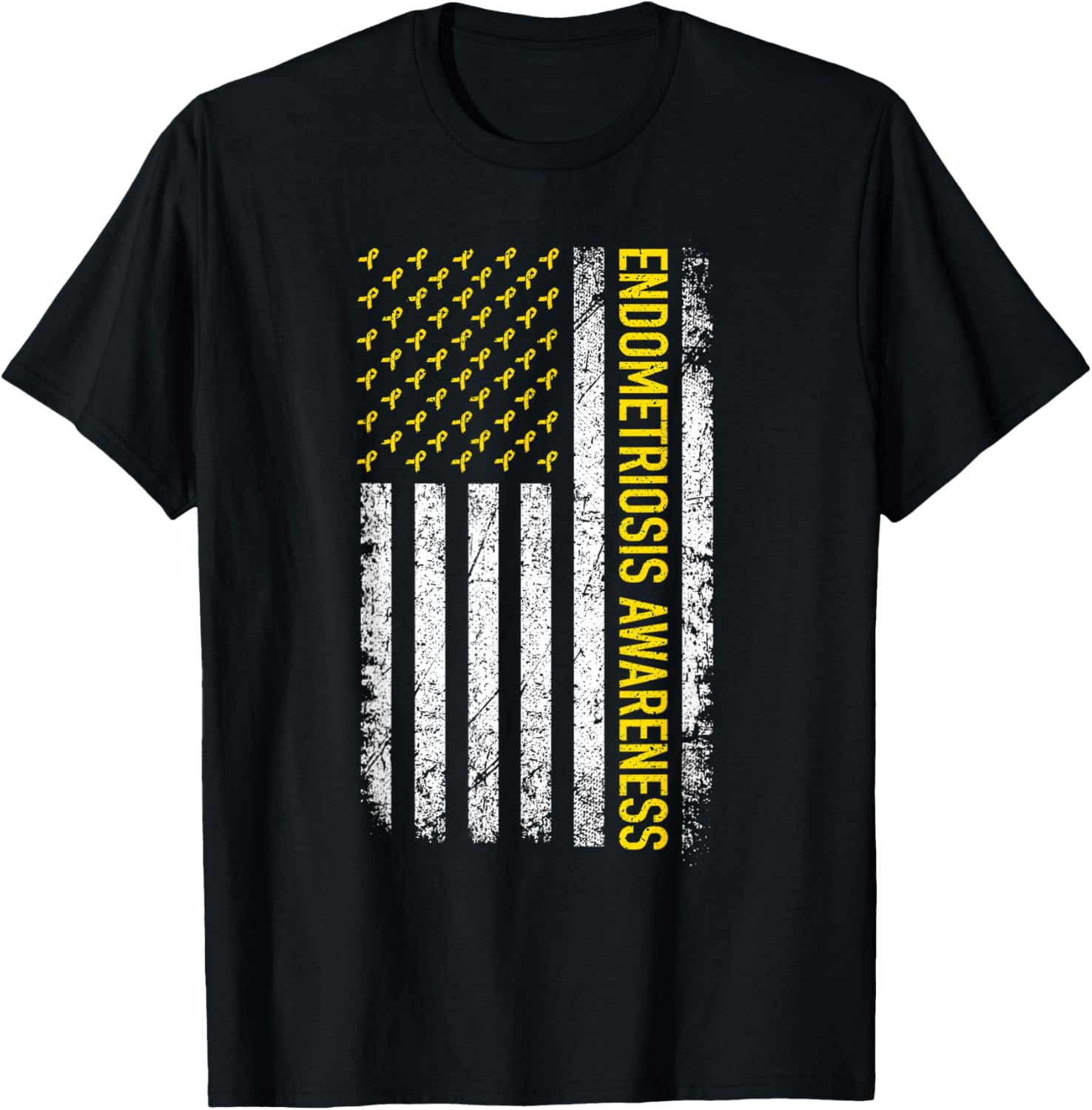 Endometriosis Awareness Flag Yellow Ribbon Endo Warrior T-Shirt ...