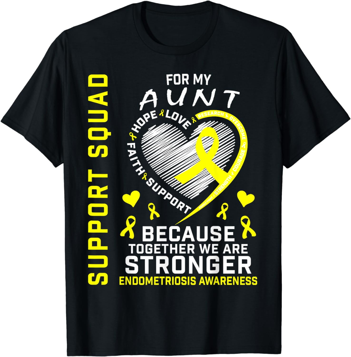 Endometriosis Awareness Gifts Support Squad Aunt Yellow Endo T-Shirt ...