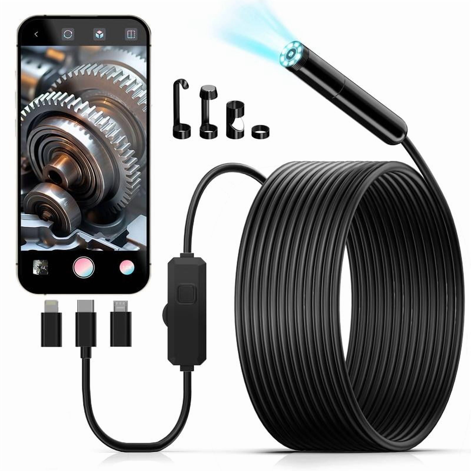 Dual Camera HD Endoscope Borescope with 8 Adjustable LED Lights, IP67 ...