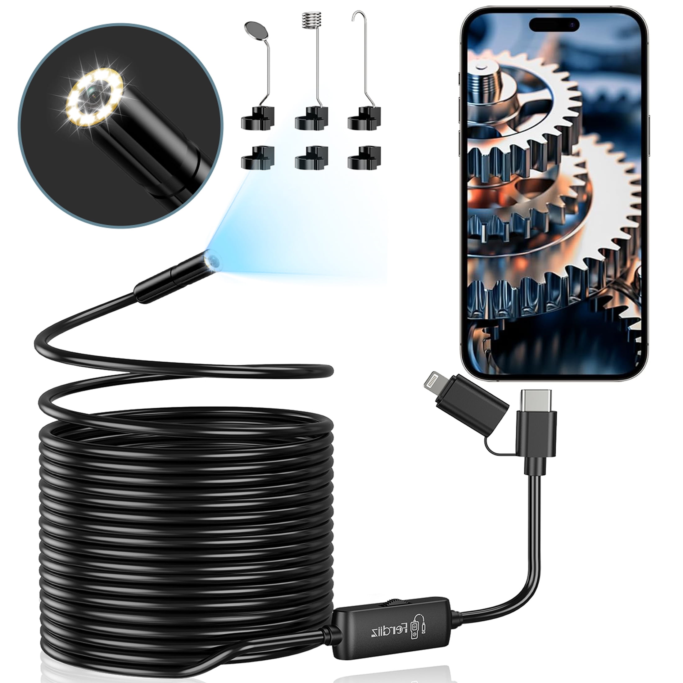 Endoscope Camera, 1920P Inspection Camera, IP67 Waterproof Camera Probe ...