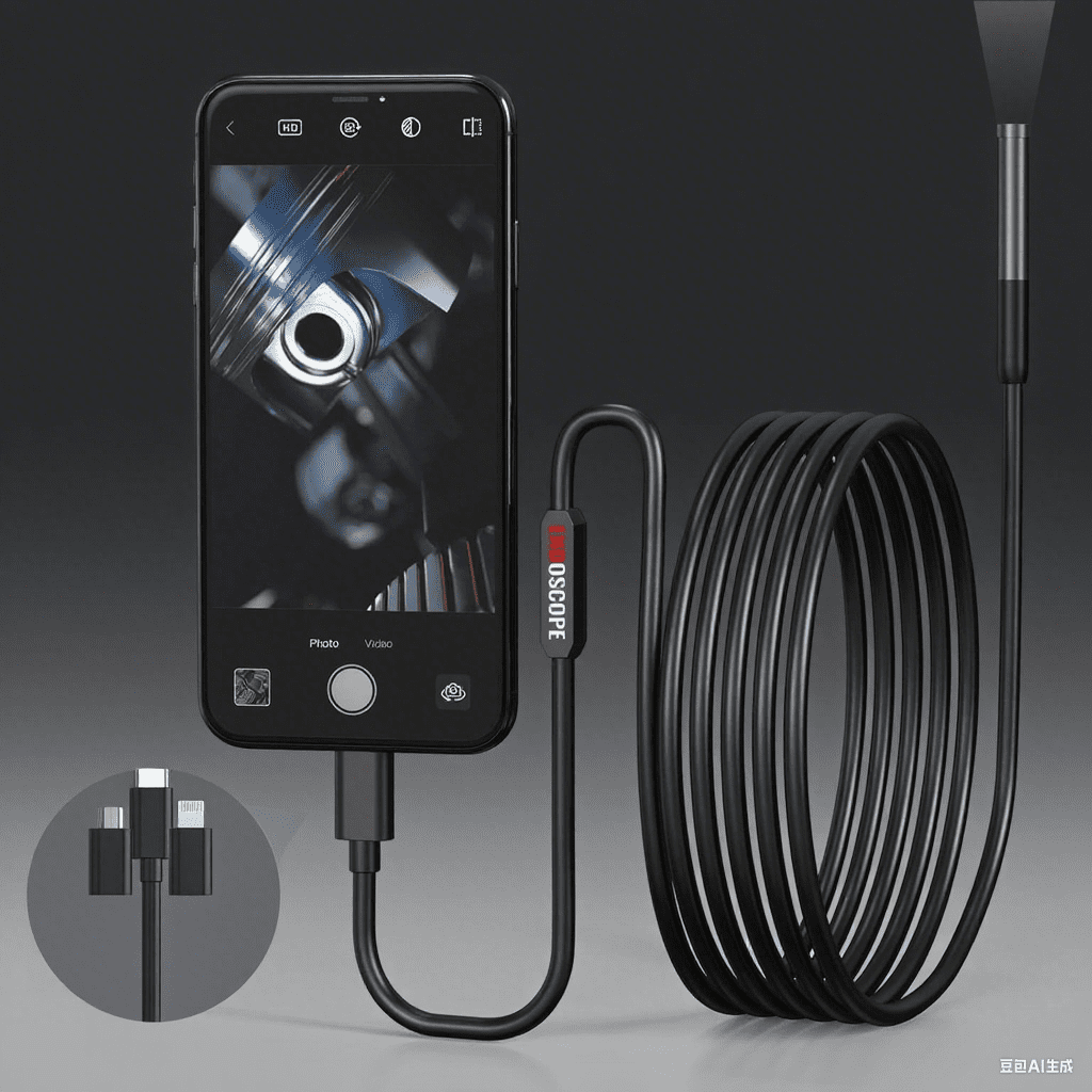 Endoscope Camera with Light, Borescope with 6 LED Lights, 9.8ft Semi ...