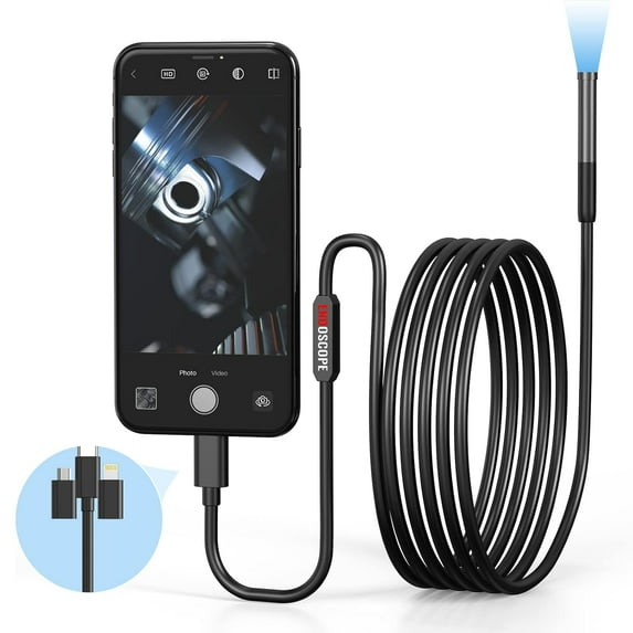 Endoscope Camera with Light, Borescope with 6 LED Lights,Endoscope with ...