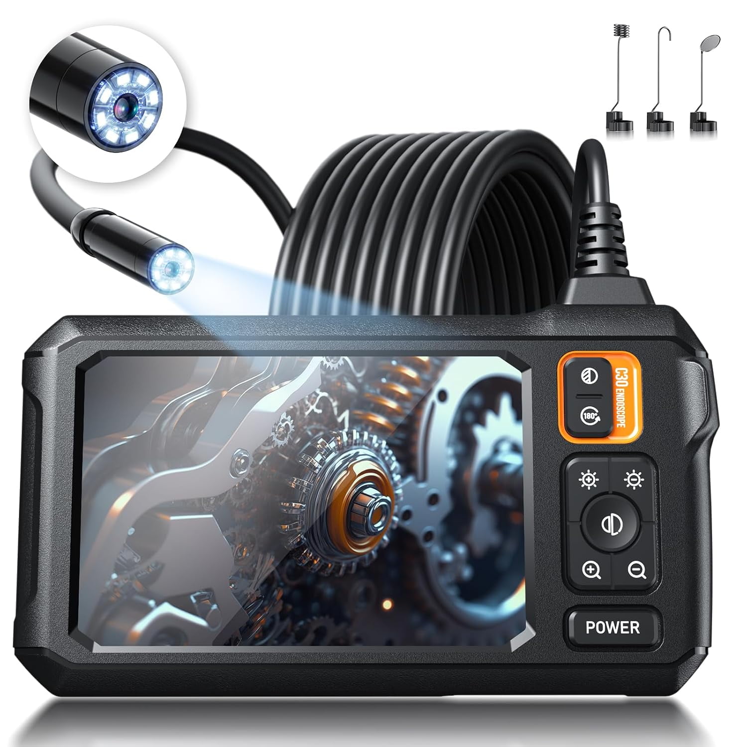 Endoscope Camera with Light, Inspection Borescope Camera with 4.3" IPS ...