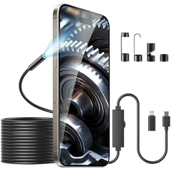 Endoscope Camera with Light for iPhone Android – 1920P Snake Borescope ...
