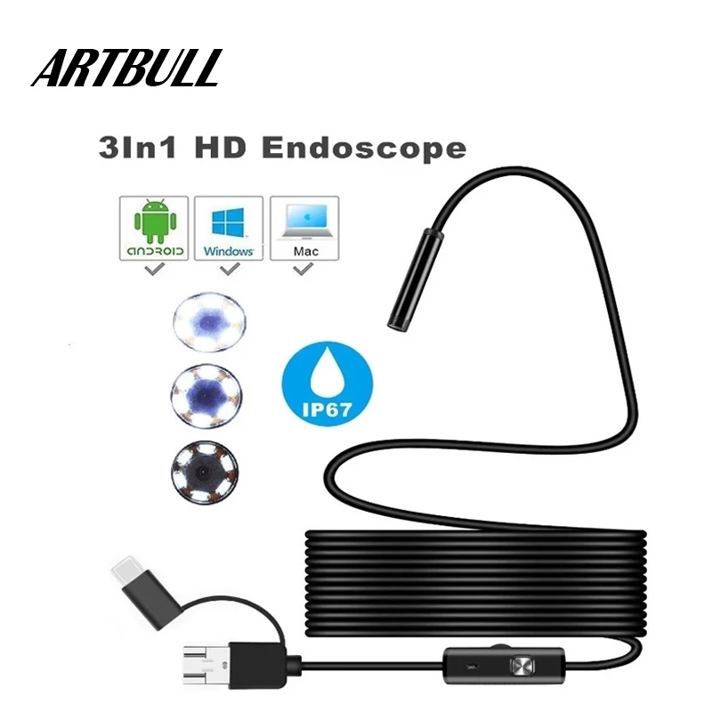 Endoscope Camera Micro USB Type-c USB for Android 3-in-1 Computer ...