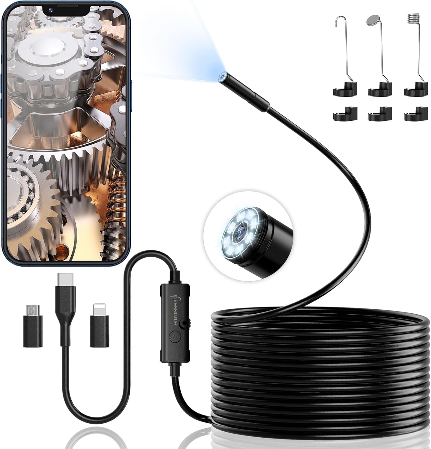 Endoscope Camera with 8 LED Light,No Wi-Fi Required Inspection Camera ...
