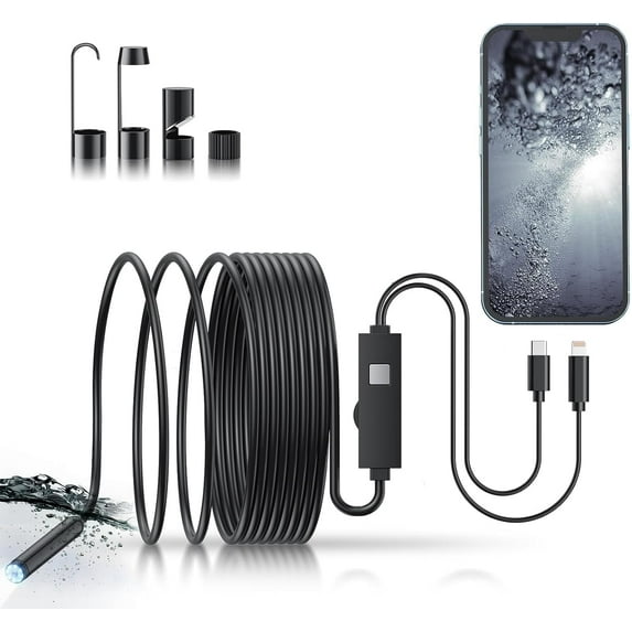 Endoscope Camera with Light, 1920P HD Borescope with Semi-Rigid Cable ...