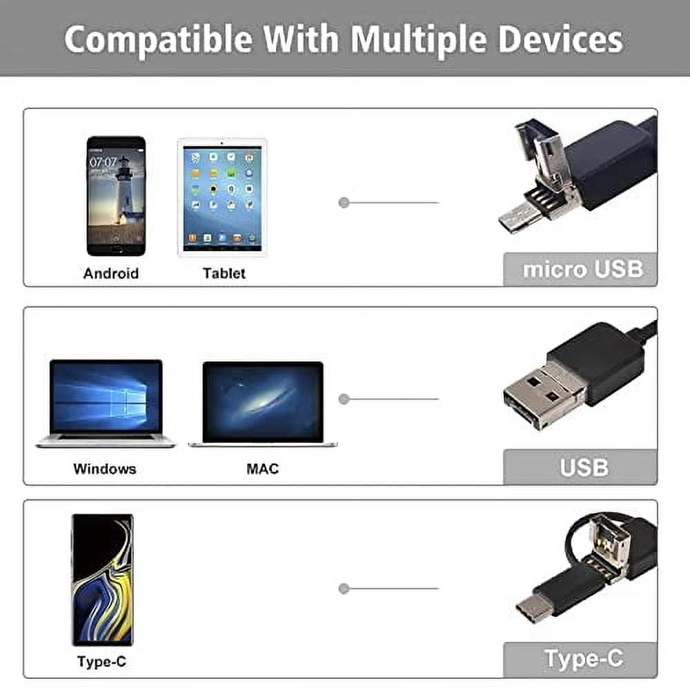 Endoscope Camera with Light, Waterproof Snake Pipe Drain with 6 ...