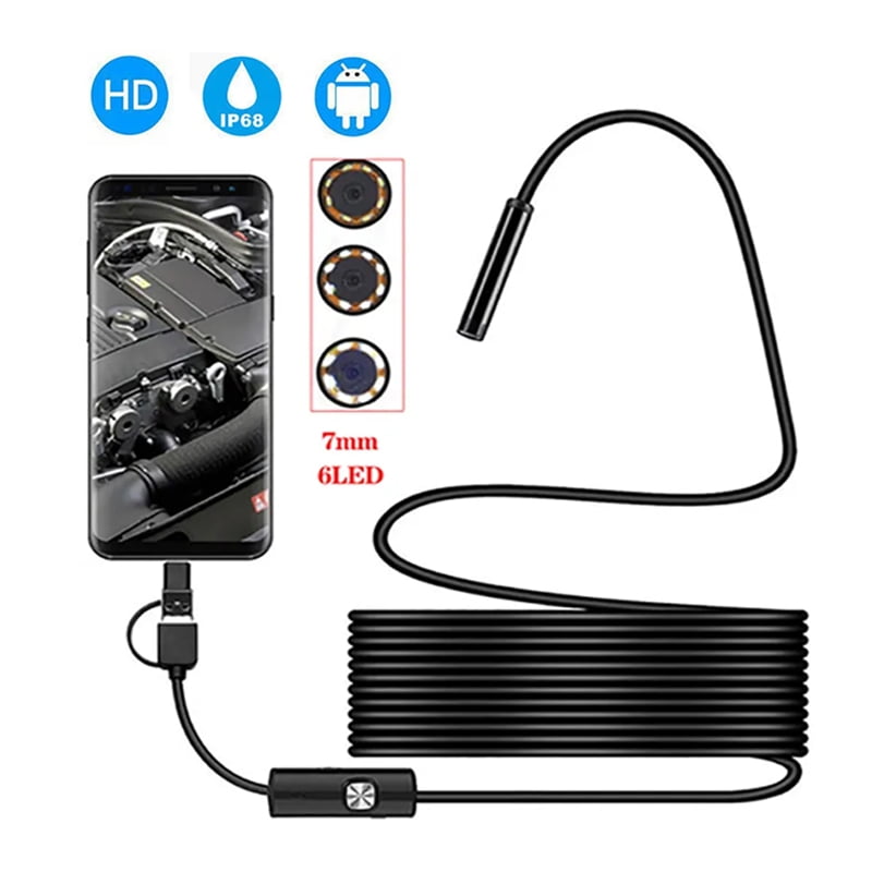 Endoscope usb android endoscope camera waterproof inspection 6 led ...