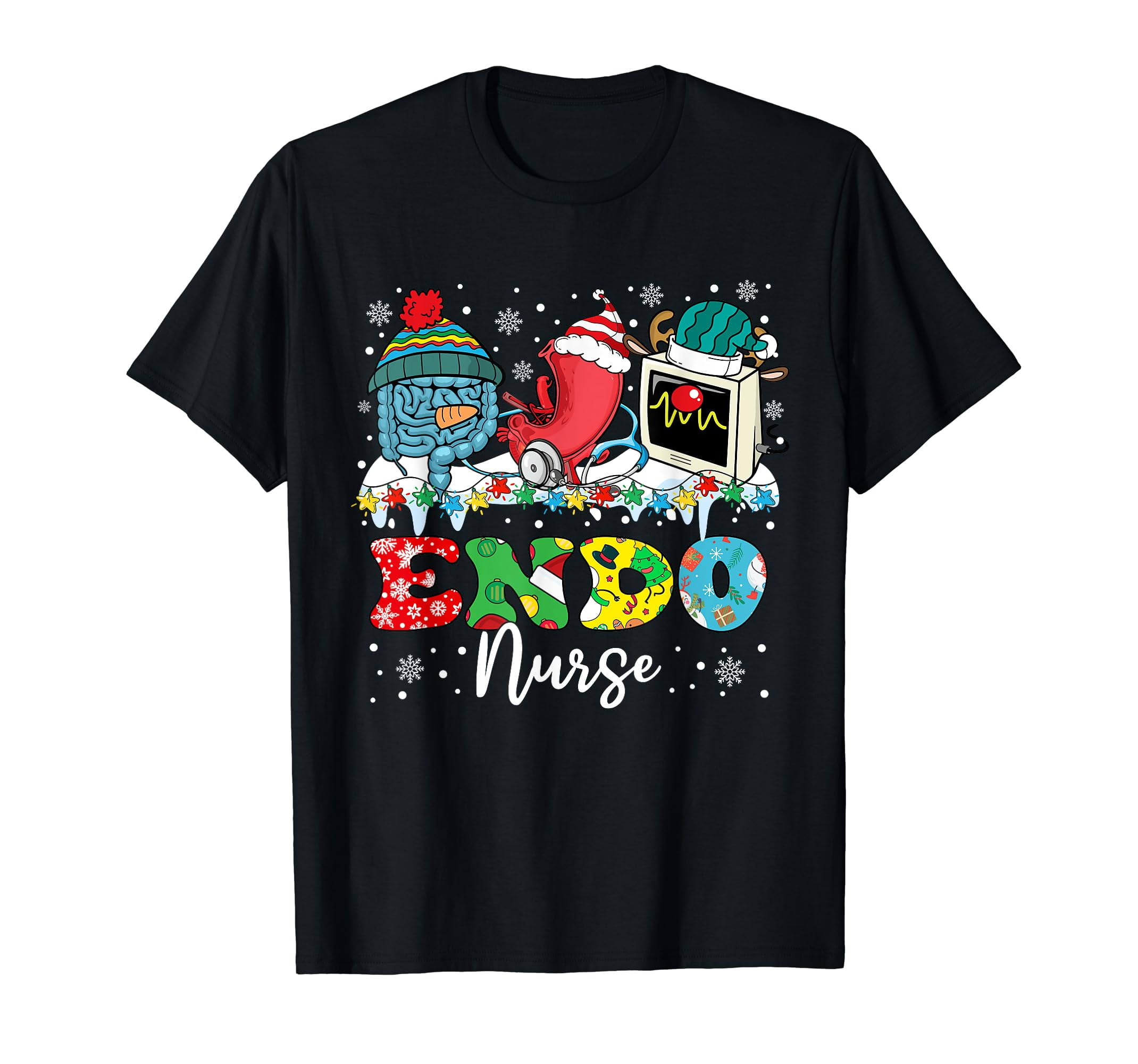 Endoscopy Nurse Stomach Santa Reindeer Snowman Christmas T-Shirt ...
