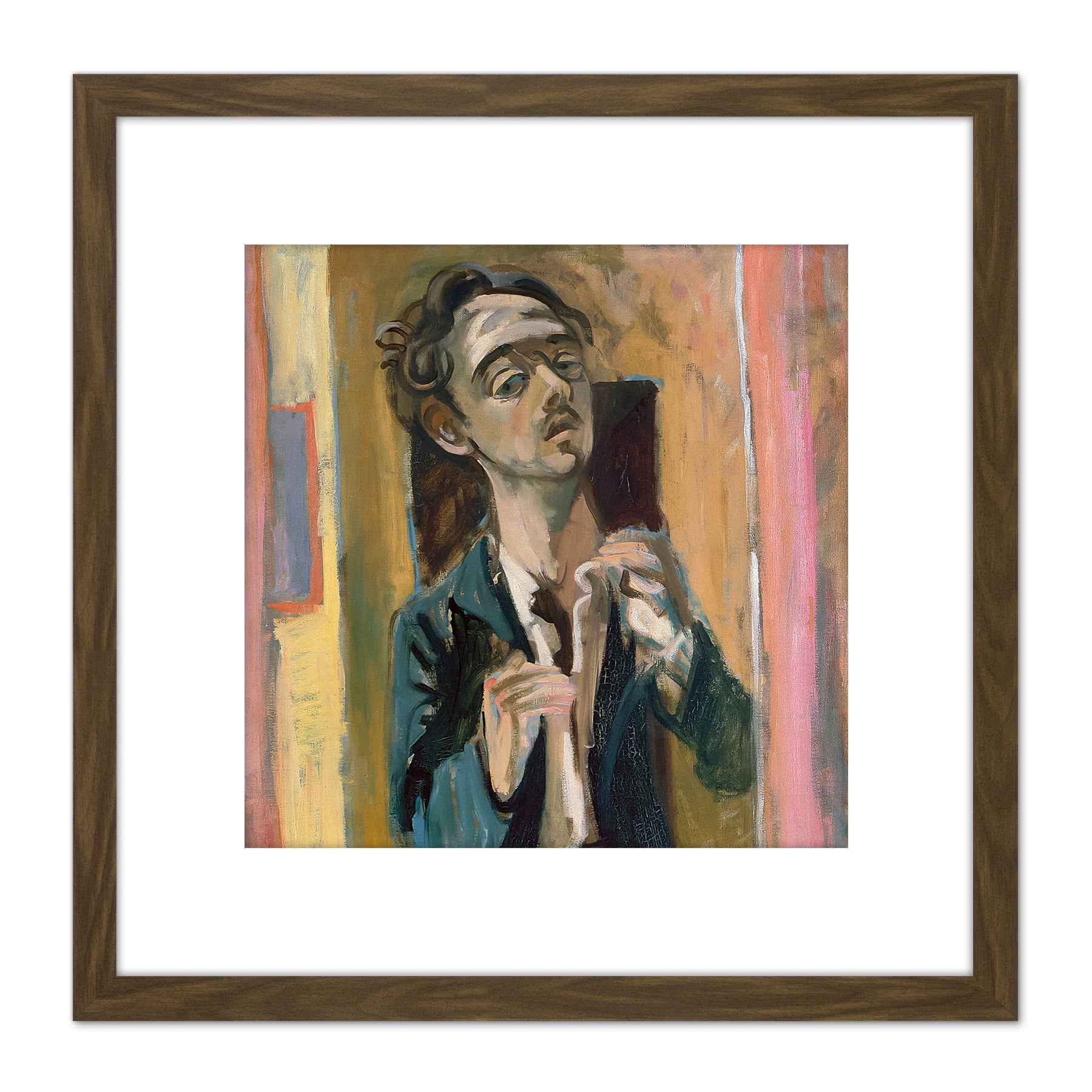 Endre Rozsda Autoportrait 1939 8X8 Inch Square Wooden Framed Wall Art ...