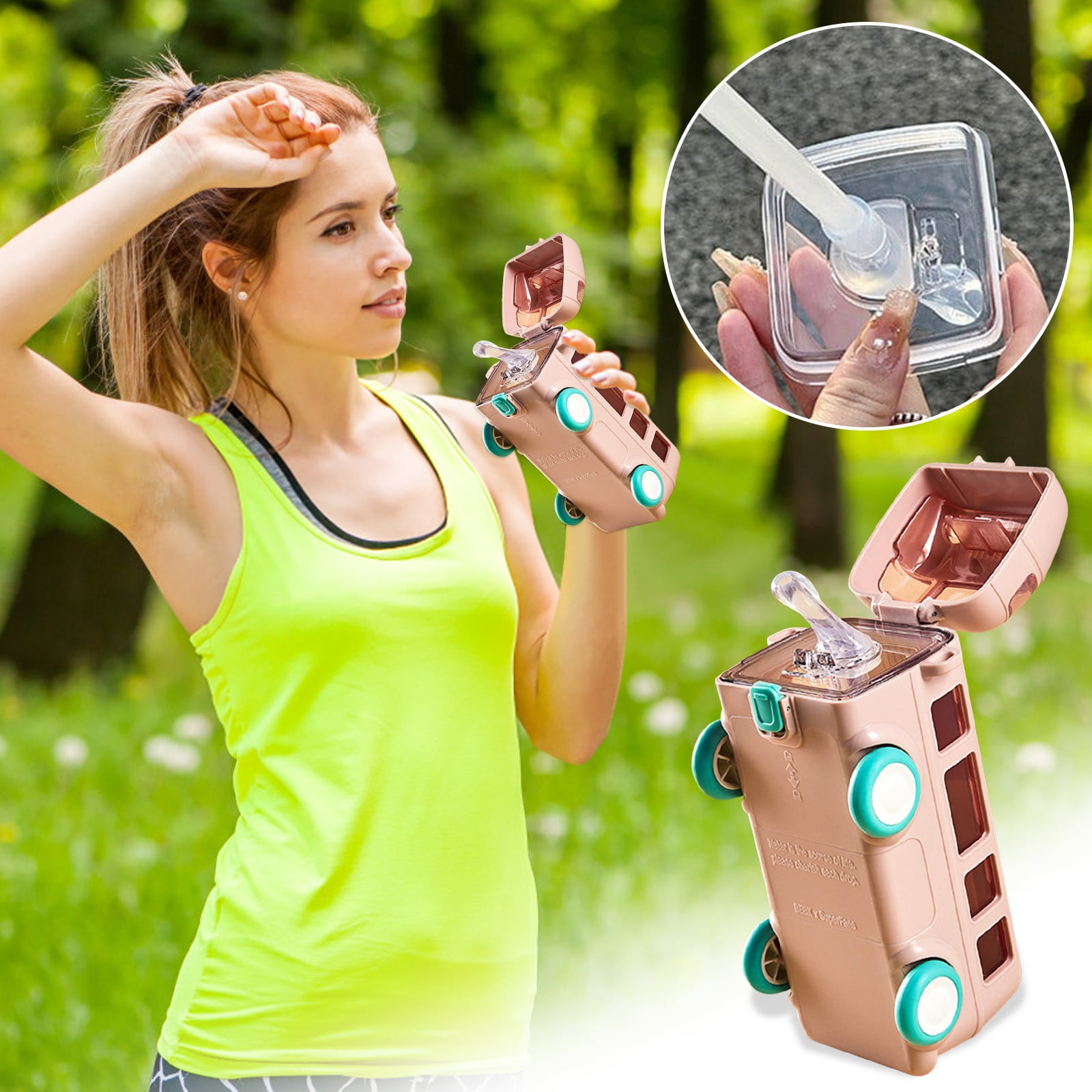 Ends Tonight, Portable Water Cup, Car Bus Straw Cup, 500ml Capacity, Cute Plastic Design, Travel ...