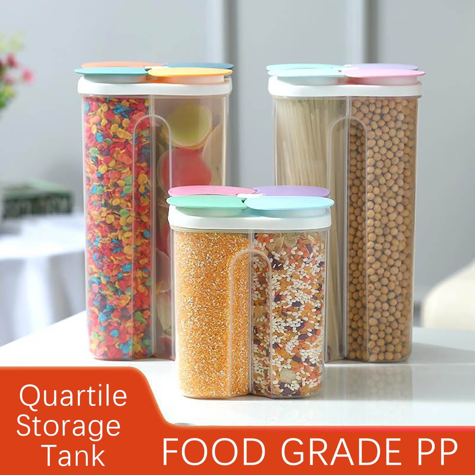 Angeler Food Grain Storage Jars, Plastic Canisters, Stackable Dividers ...