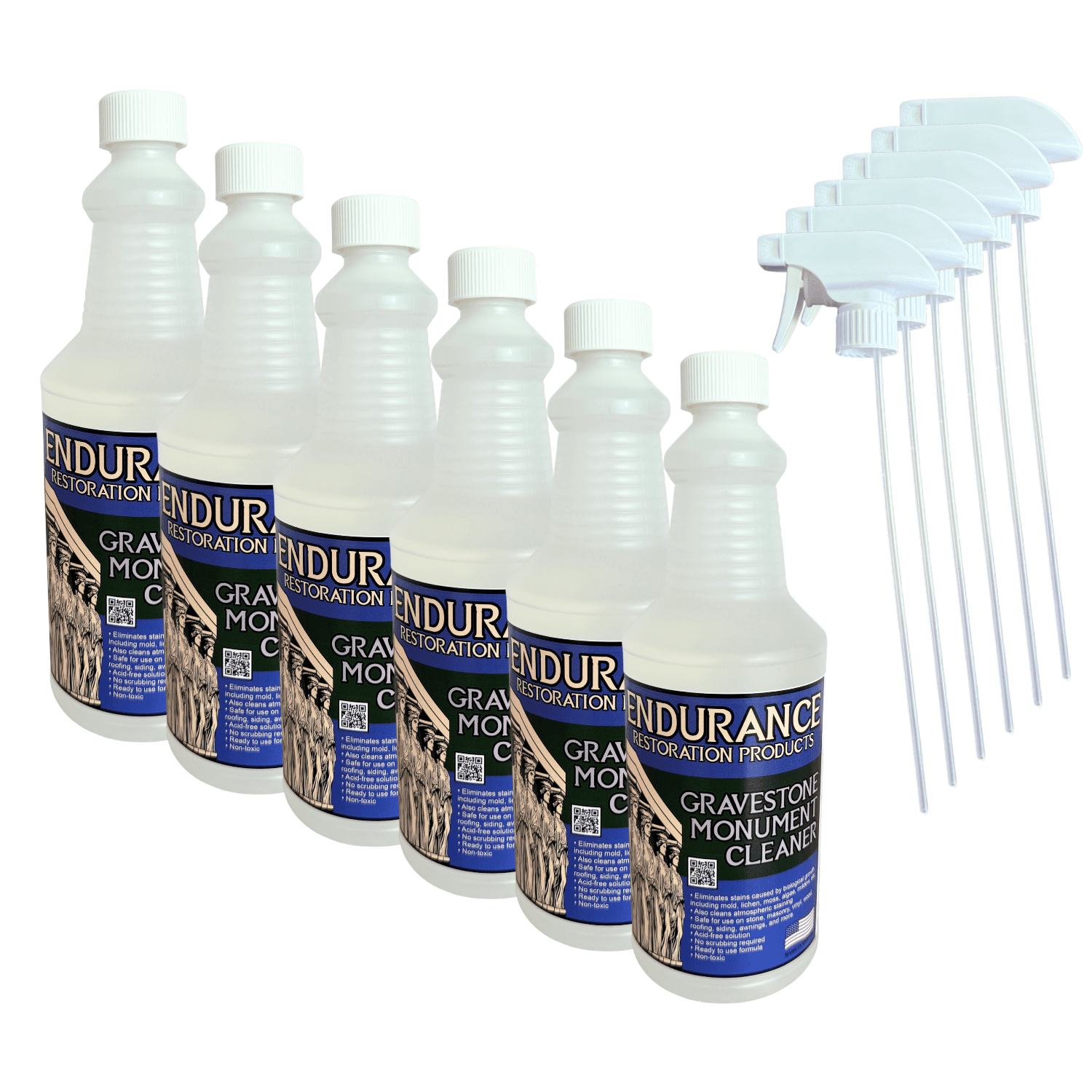 Endurance Gravestone & Monument Cleaner - 6 Quart Case (Spray Bottles ...